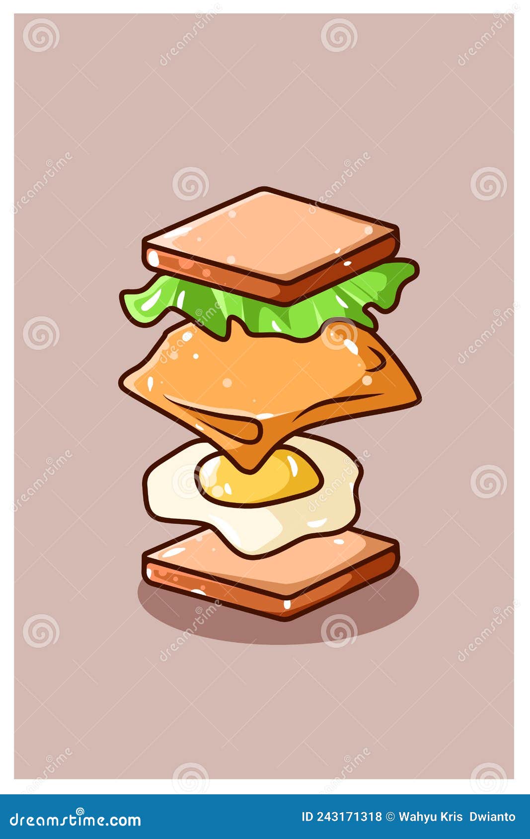 Flying Sandwich Bread Ingredients Cartoon Illustration Stock Vector ...