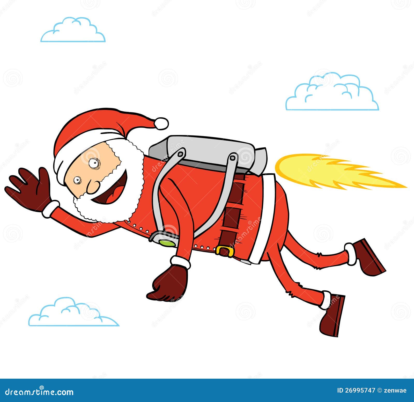 Flying Santa Claus stock vector. Illustration of cartoon - 26995747