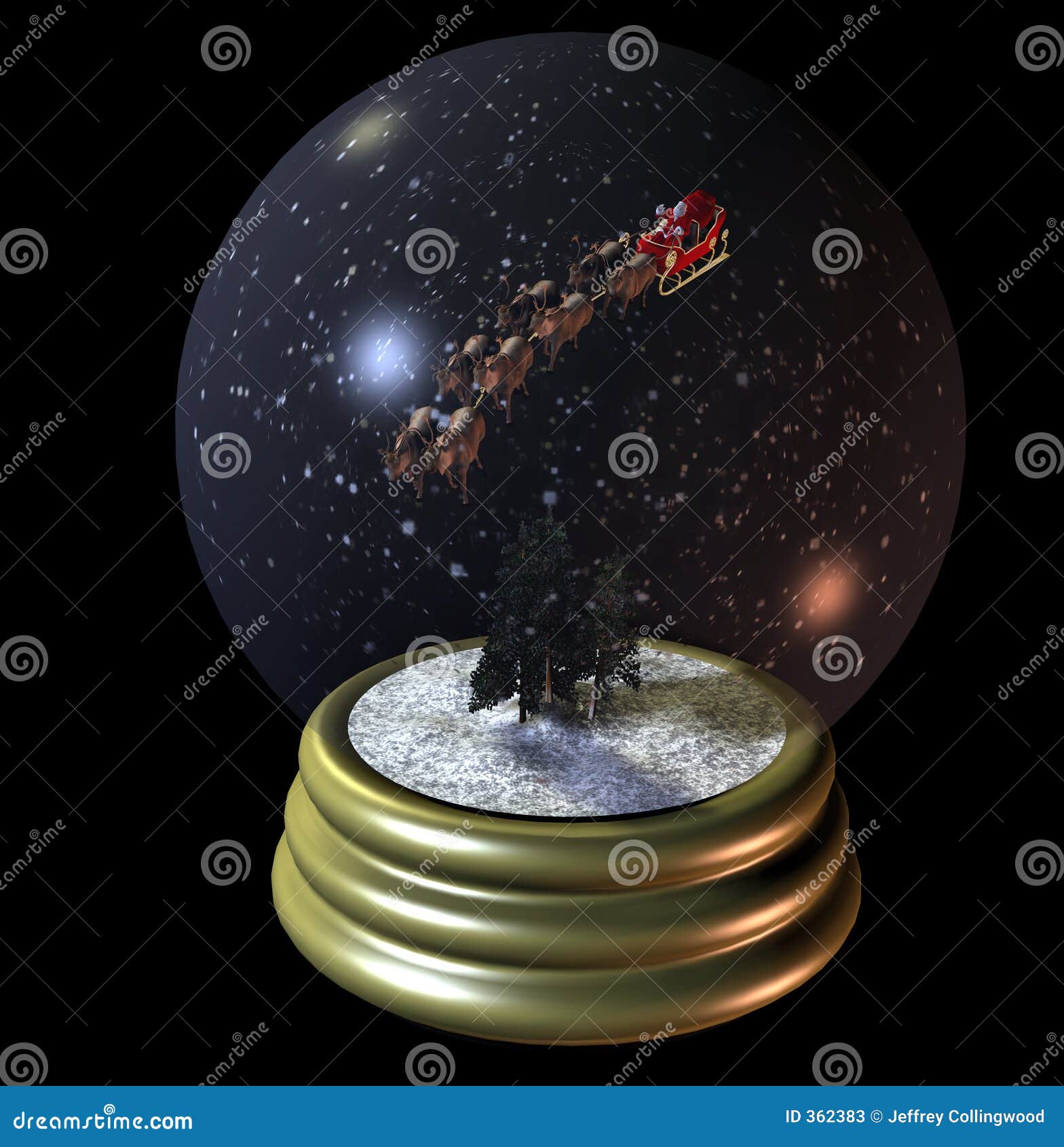 Flying Santa Snow Globe stock illustration. Illustration of tiny - 362383