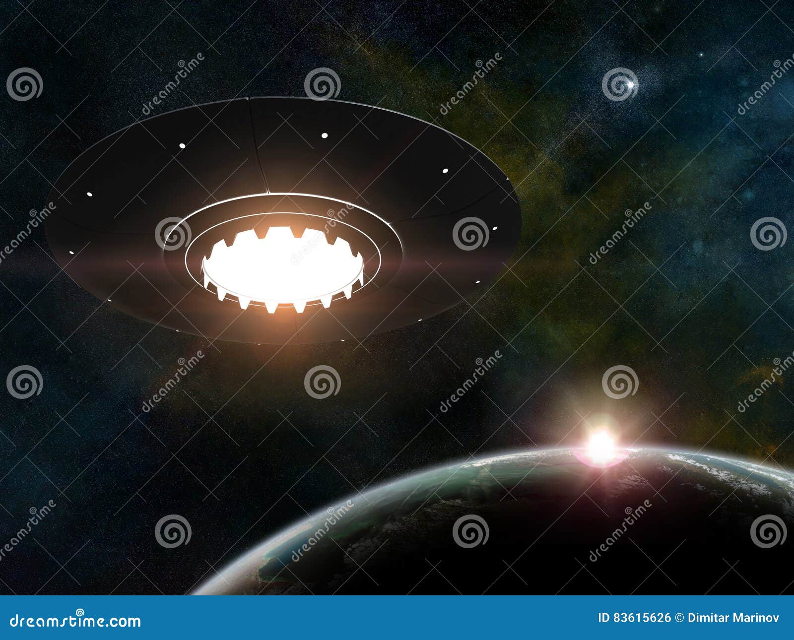 Flying saucer stock illustration. Illustration of spacecraft - 83615626