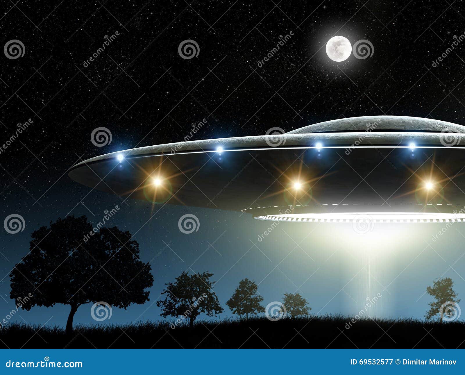 Flying saucer stock illustration. Illustration of lights - 69532577