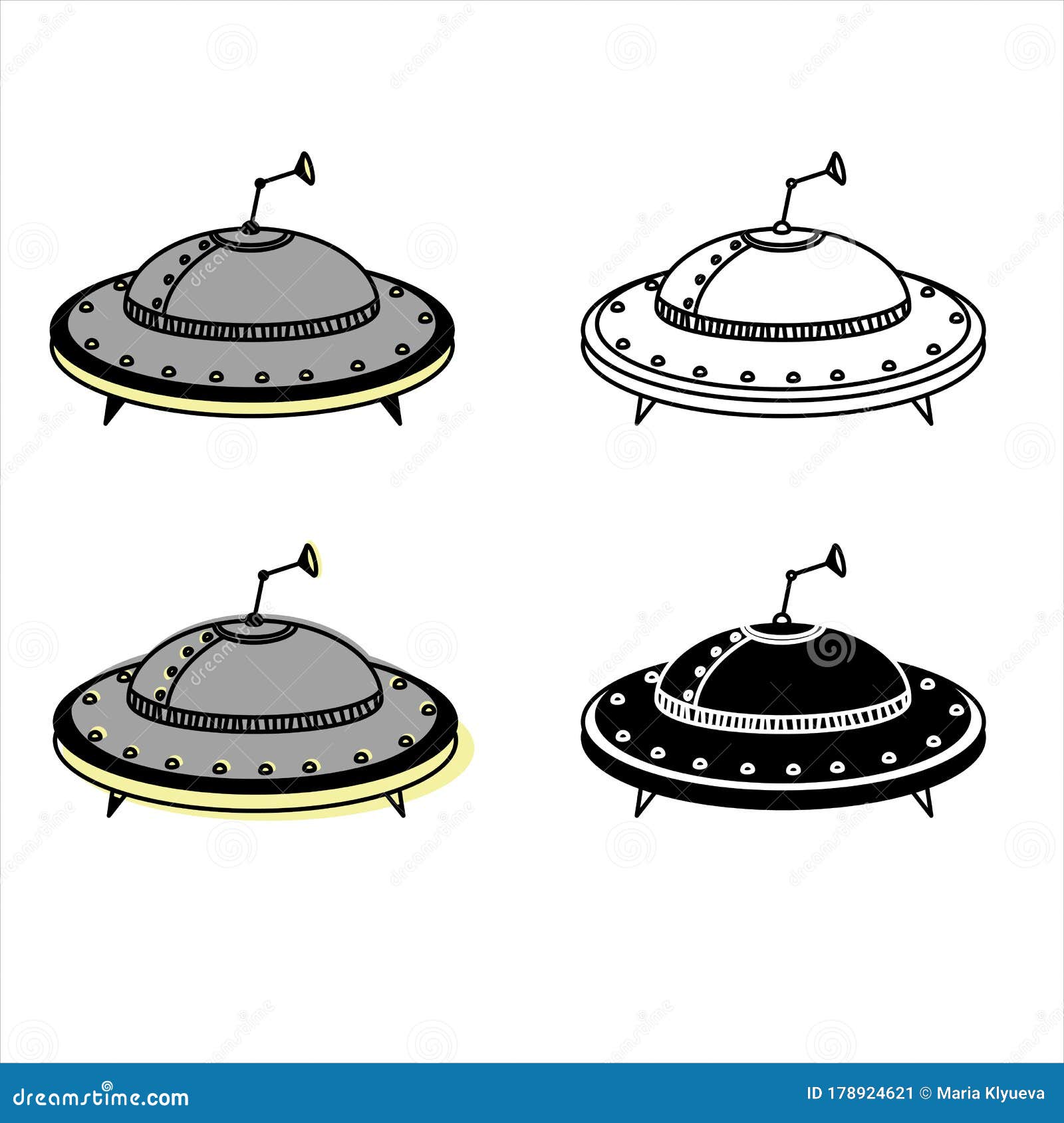 Flying Saucer in Style Cartoon. Vector Stock Vector - Illustration of ...