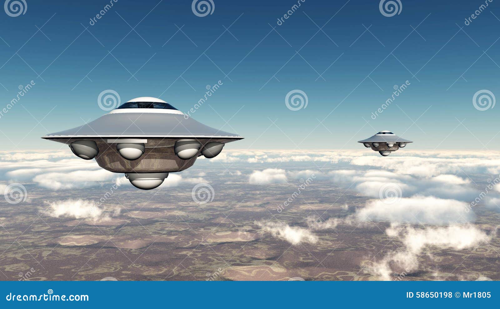 Flying Saucers Over A Megacity Royalty-Free Illustration ...