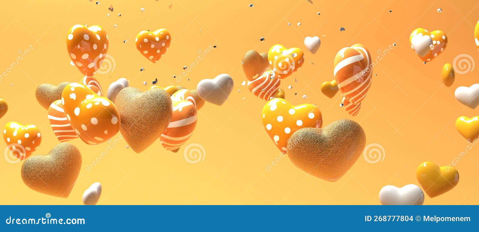 Flying Scattered Hearts - 3D Stock Illustration - Illustration of ...