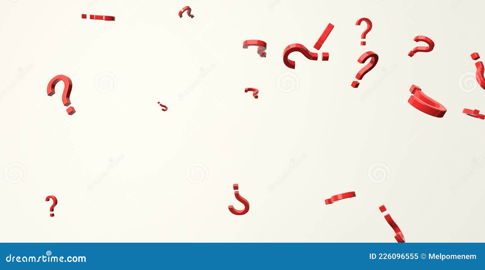 Flying Scattered Question Marks - 3D Render Stock Illustration ...