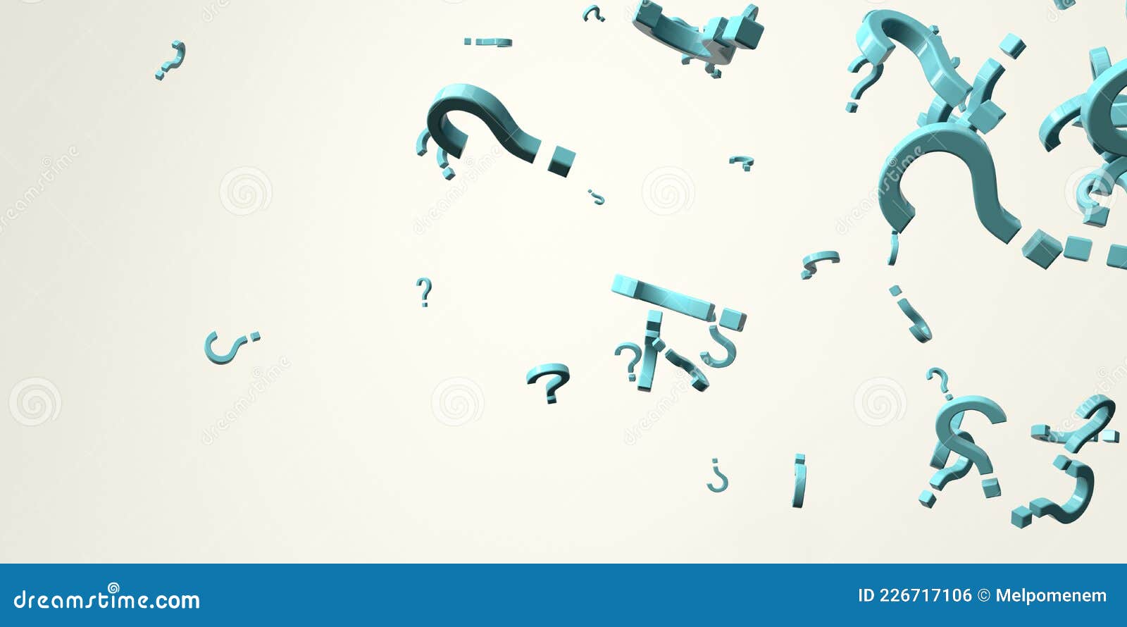 Flying Scattered Question Marks - 3D Render Stock Illustration ...