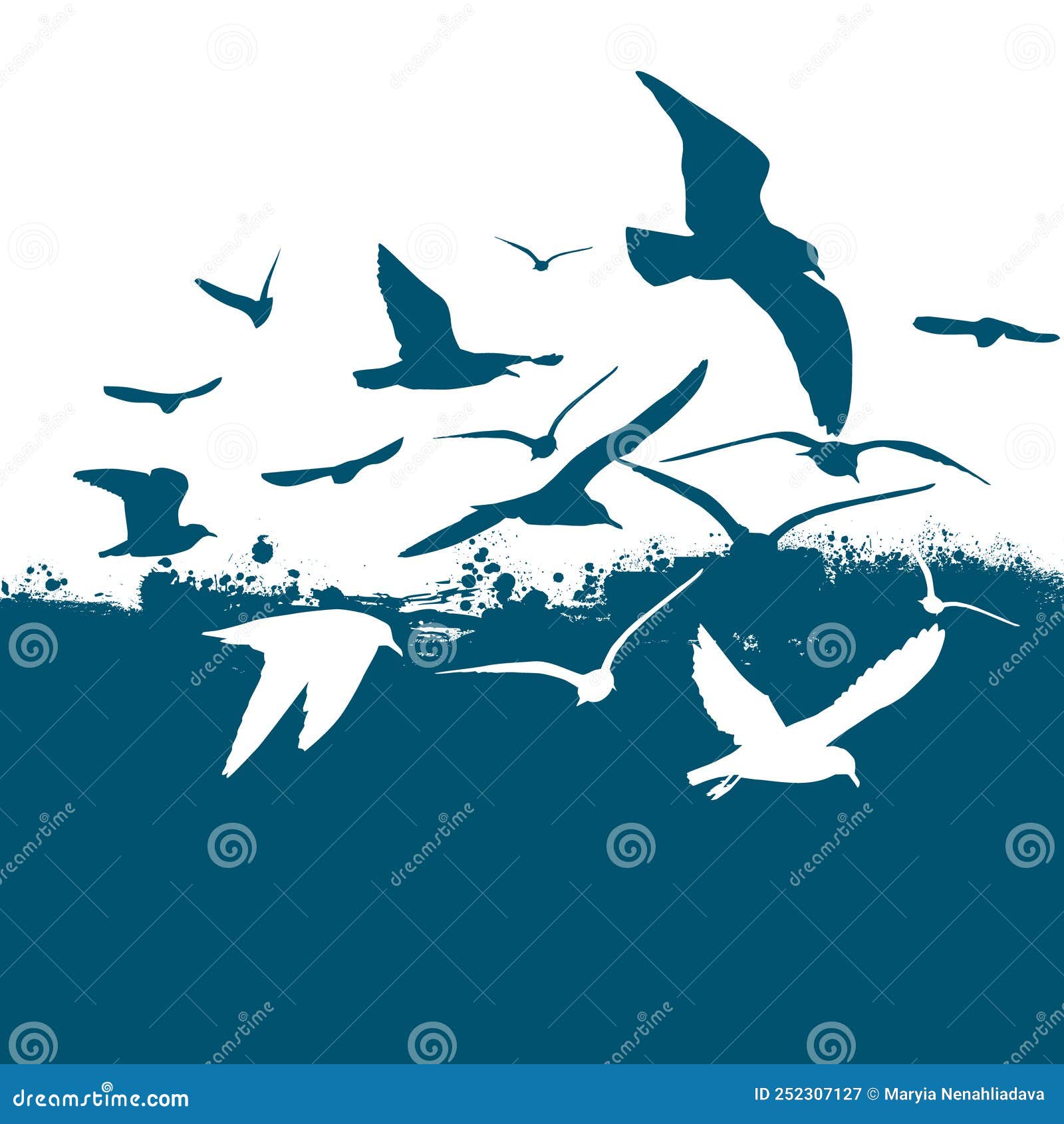 Flying Seagulls on the Sea Abstract. Vector Illustration Stock Vector ...