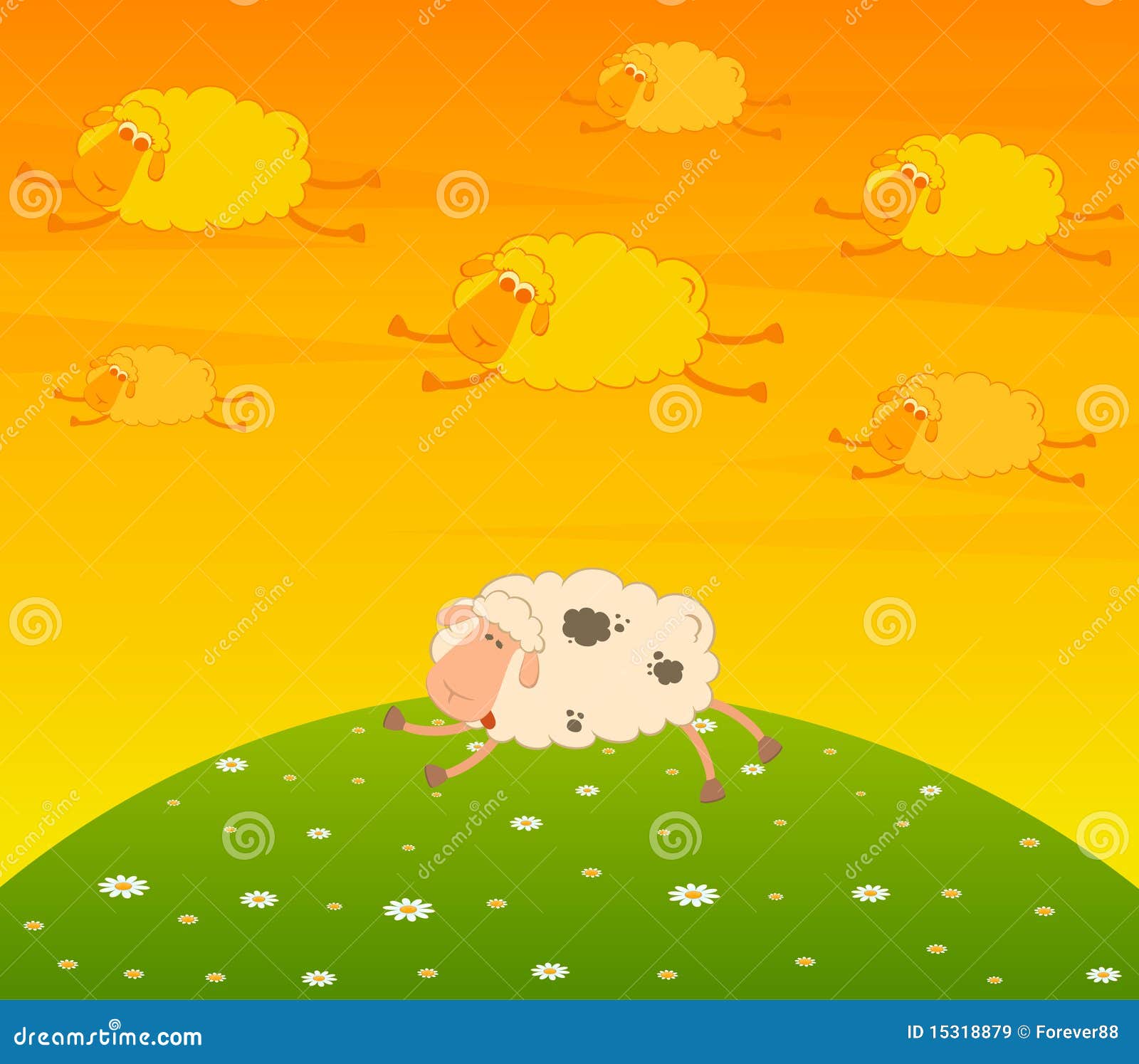 Flying sheep dream stock vector. Illustration of grass - 15318879