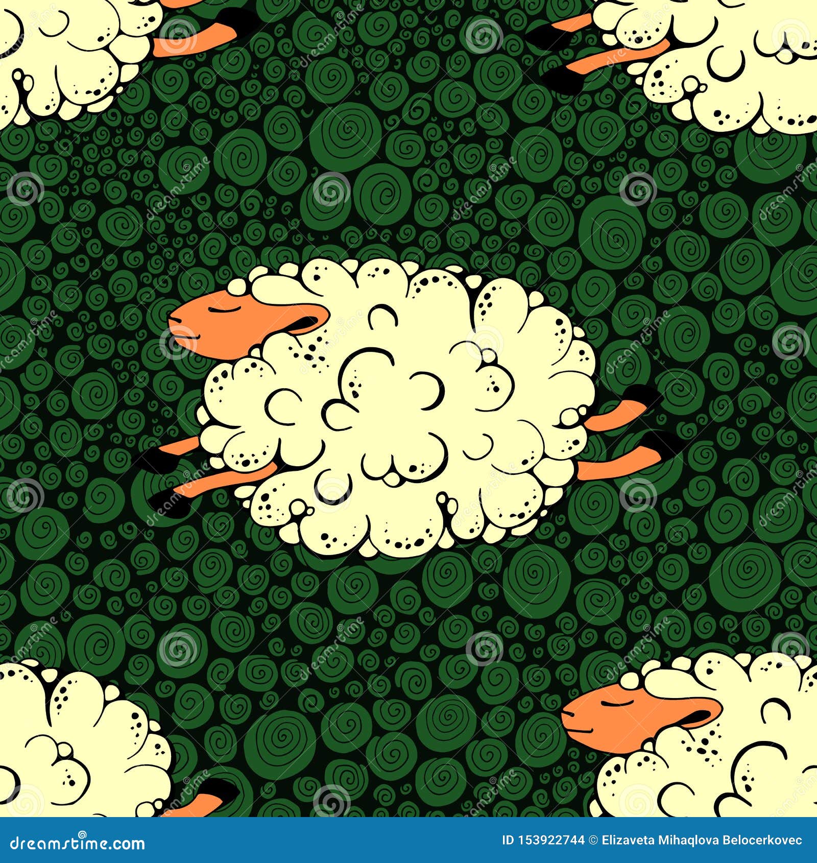 Flying Sheep on a Green Background. Dancing Sheep. Soaring Sheep ...