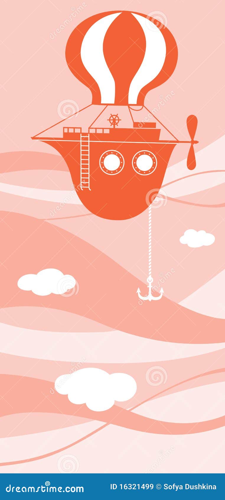 Flying Ship Inspiration With Happy Kids Stock Illustration ...