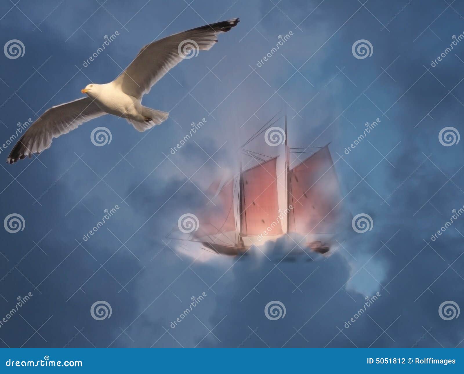 Flying Ship stock photo. Image of harmony, dream, clouds - 5051812