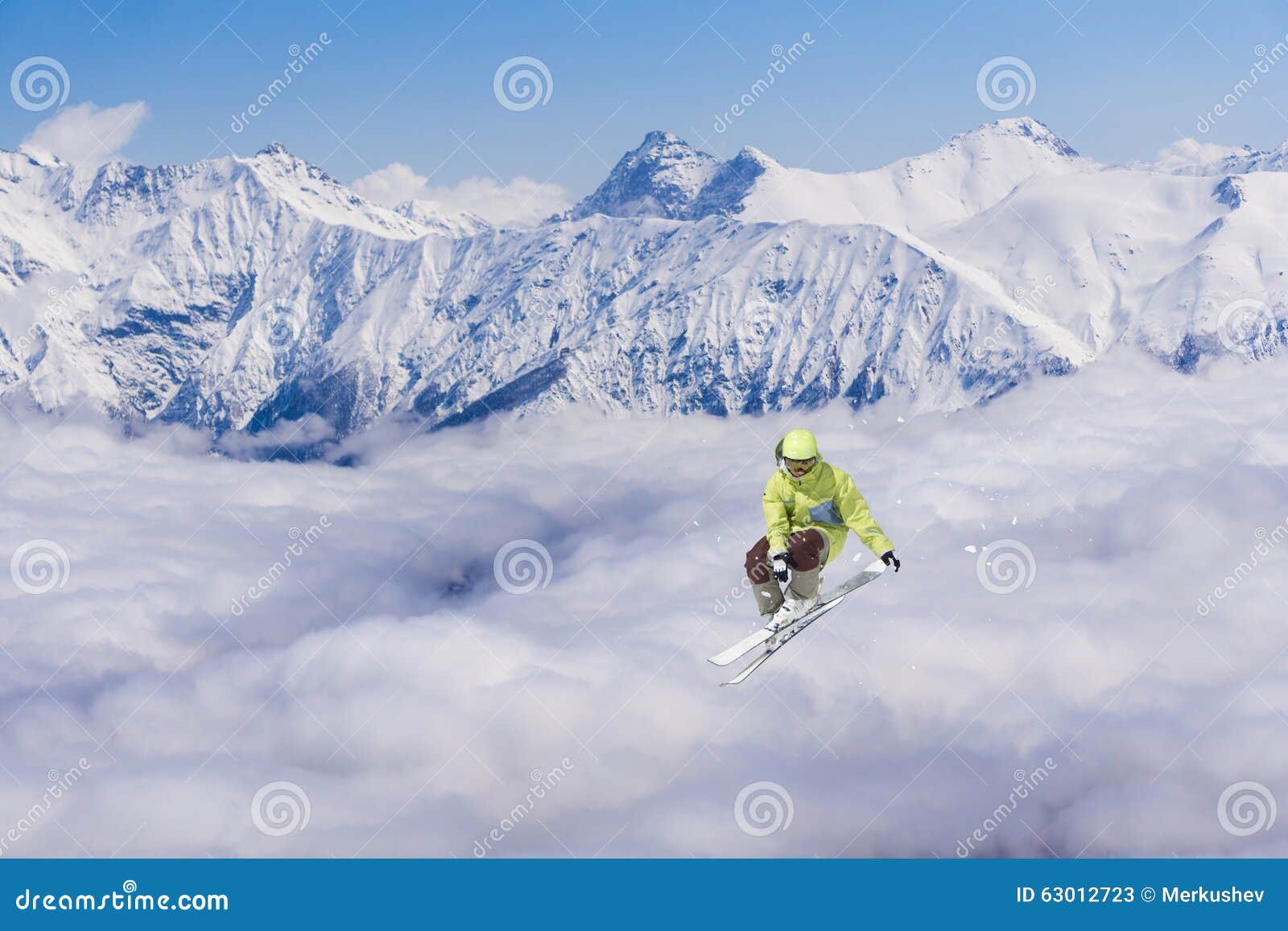 Flying Skier on Mountains. Extreme Sport Editorial Stock Photo - Image ...