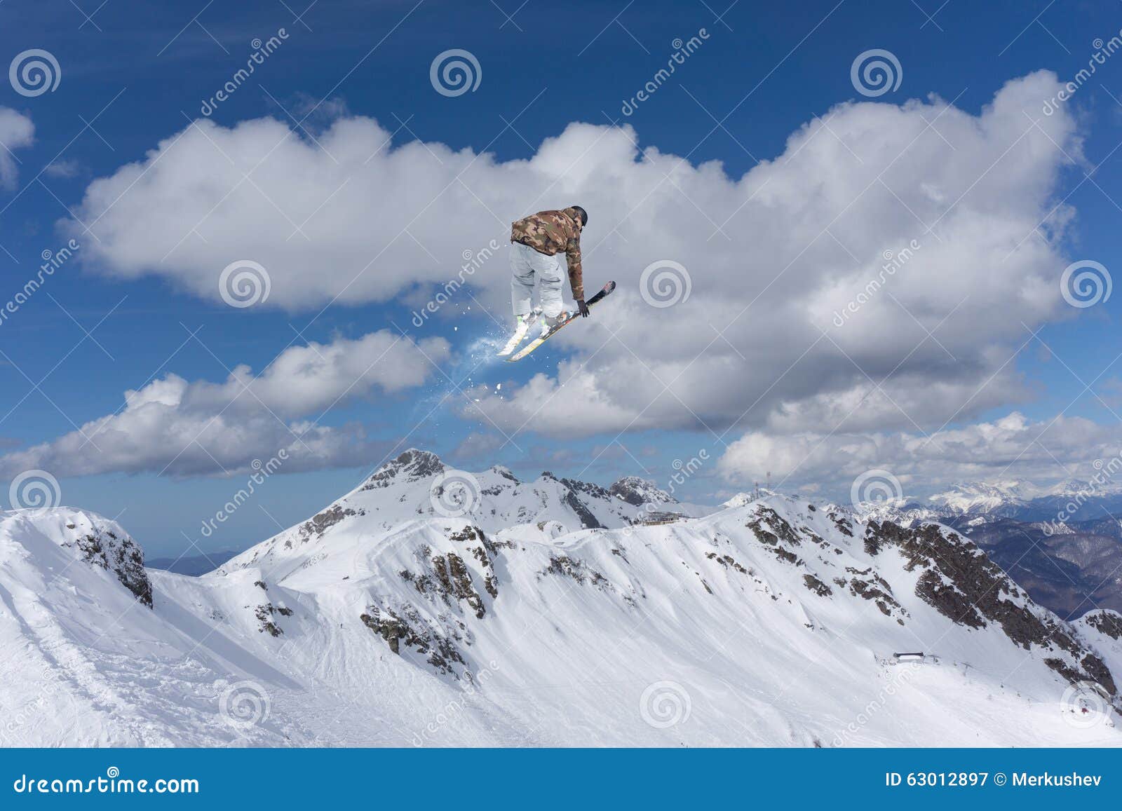 Flying Skier on Mountains. Extreme Sport Editorial Photography - Image ...