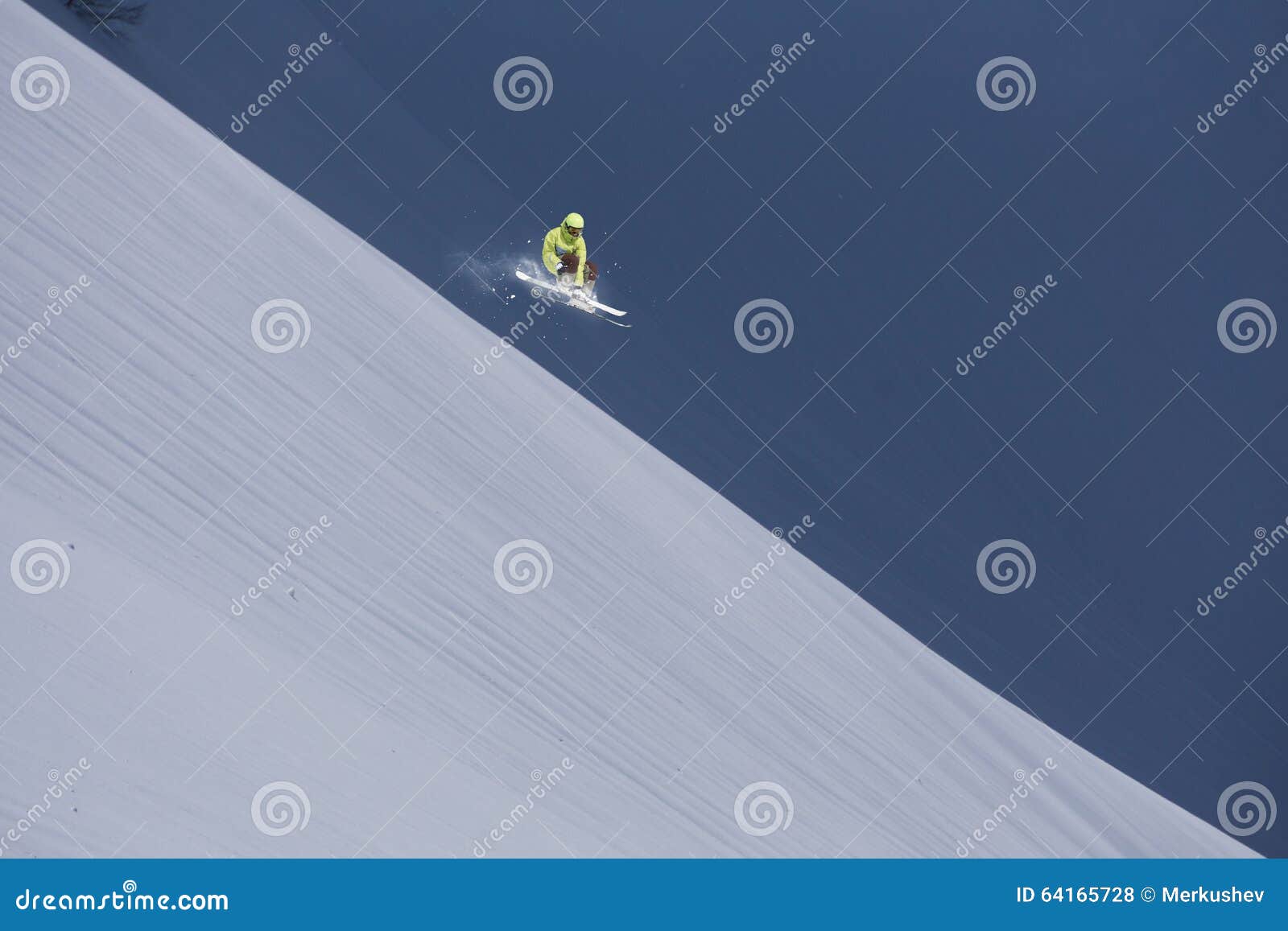Flying Skier on Mountains. Extreme Sport Stock Photo - Image of resort ...