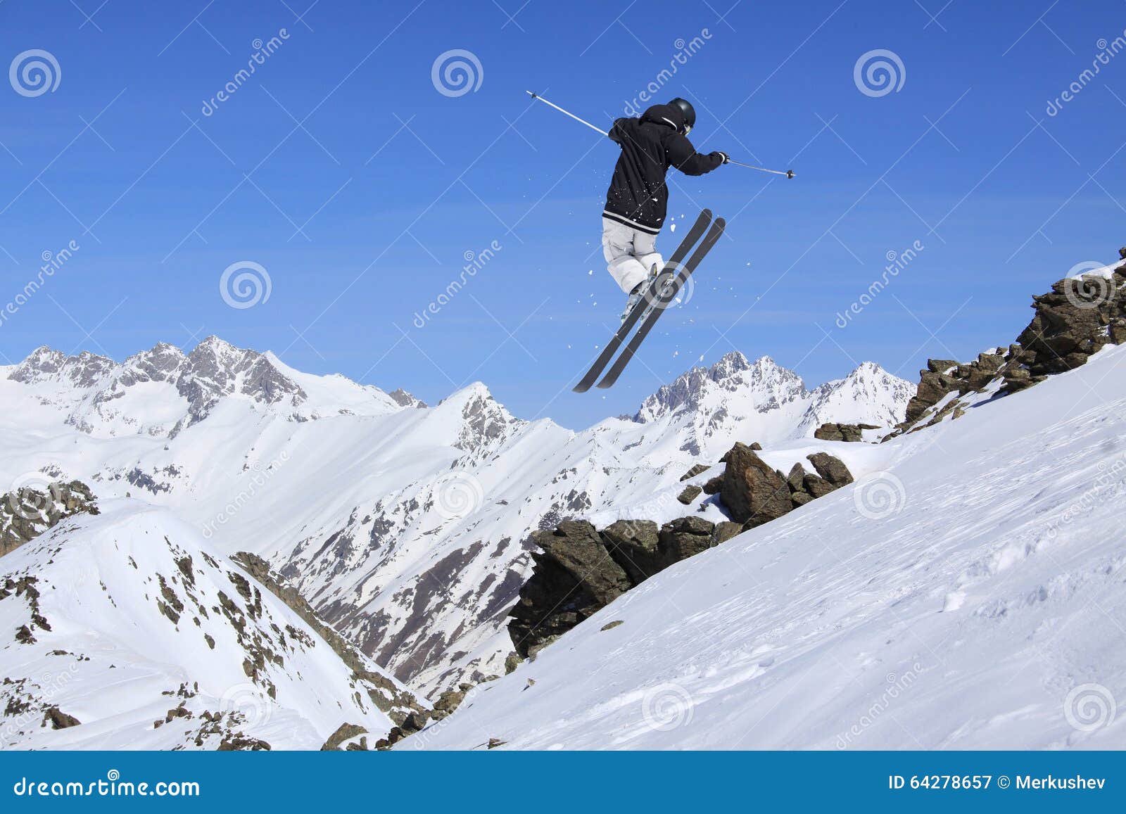 Flying Skier on Mountains. Extreme Sport Editorial Photography - Image ...