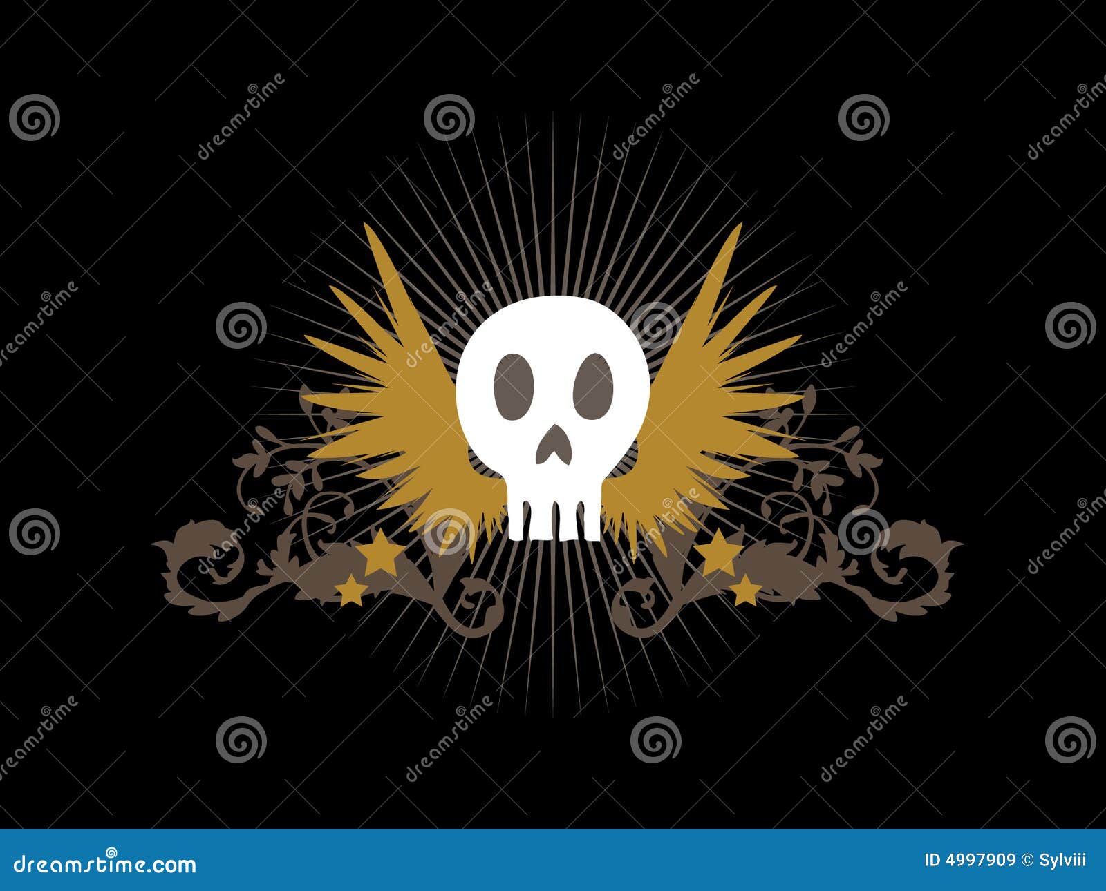Flying Skull stock vector. Illustration of black, grafik - 4997909