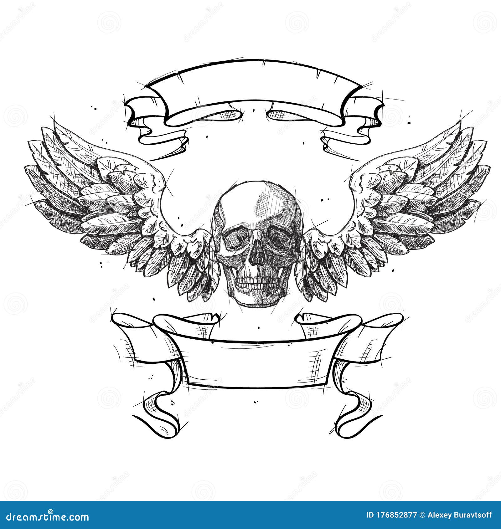 Flying skull stock vector. Illustration of angry, artwork - 176852877