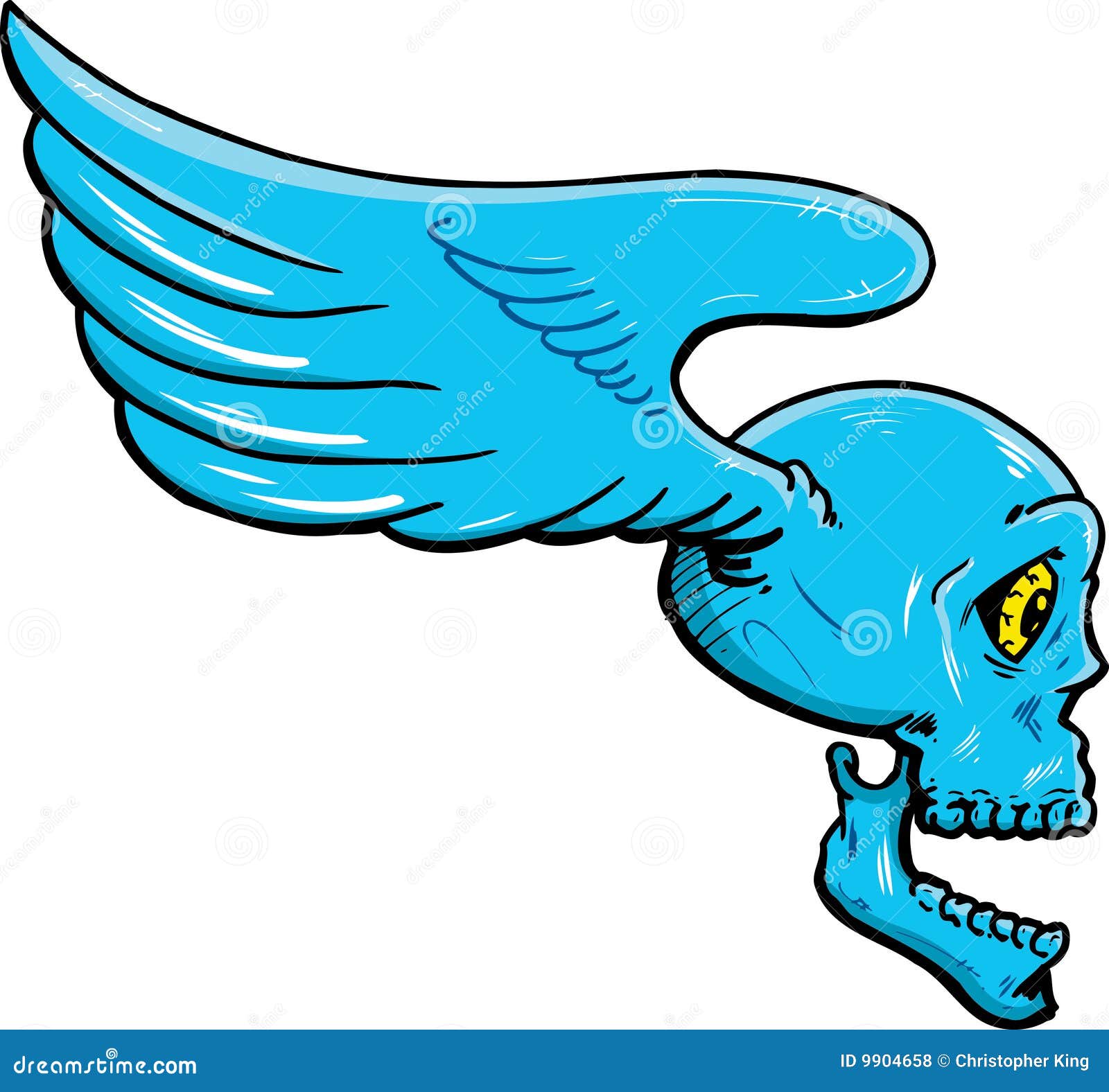 Flying Skull with Wings Vector Illustration Stock Vector - Illustration ...