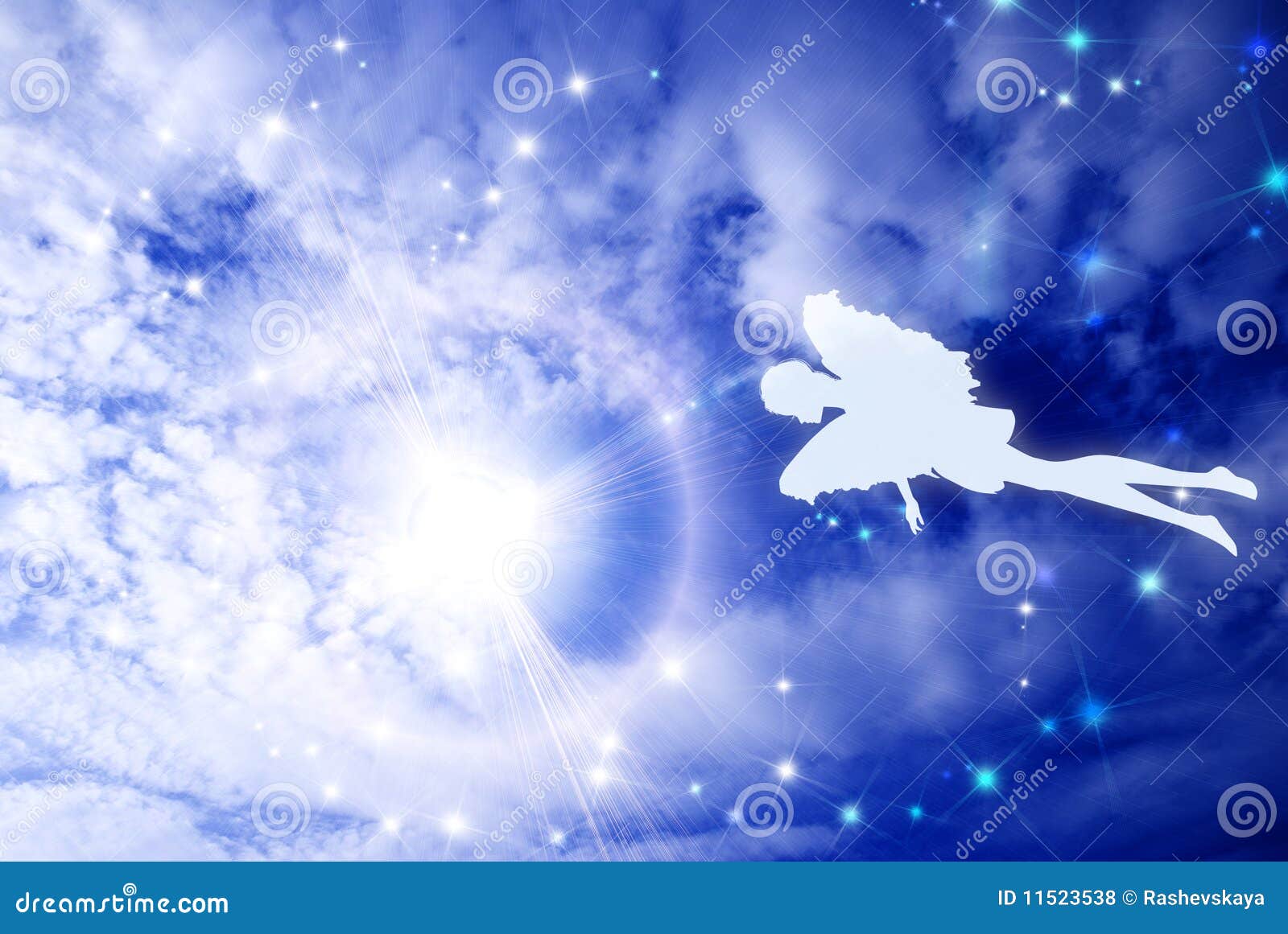 Flying in sky fairy stock illustration. Illustration of fairytale ...