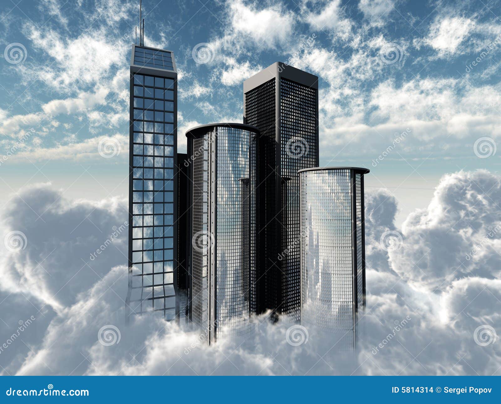 Flying skyscrapers stock photo. Image of growth, glass - 5814314