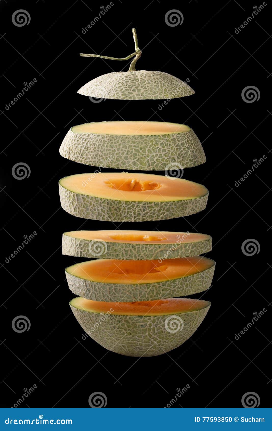 A Flying Slice Of Pepperoni Pizza With Stretching Cheese On A Black ...