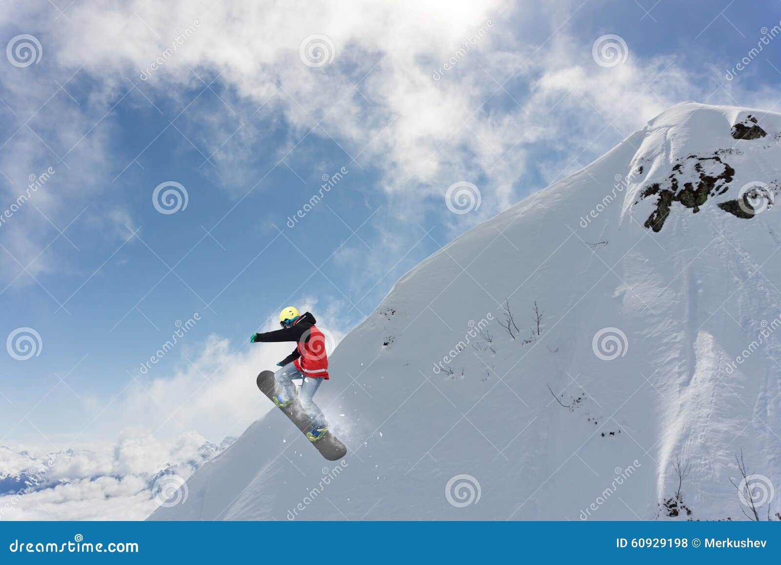 Flying Snowboarder on Mountains Editorial Stock Photo - Image of ...