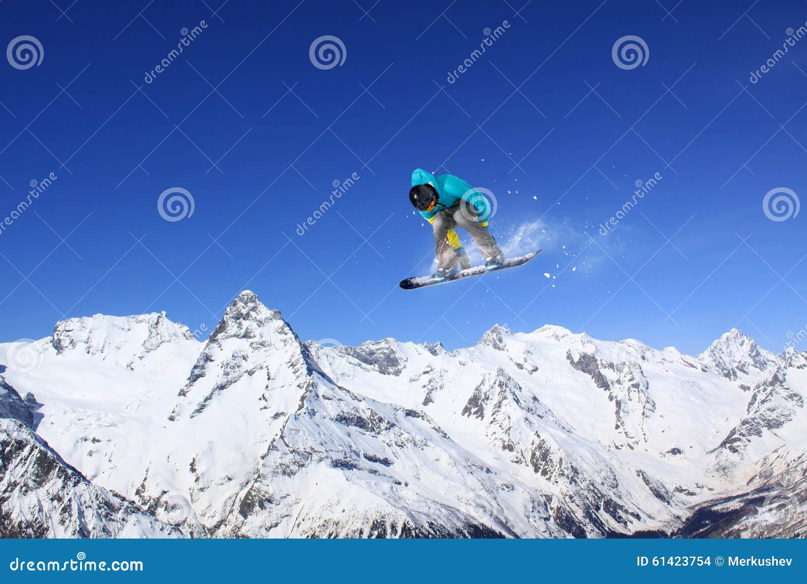 Flying Snowboarder on Mountains Stock Photo - Image of lifestyles ...