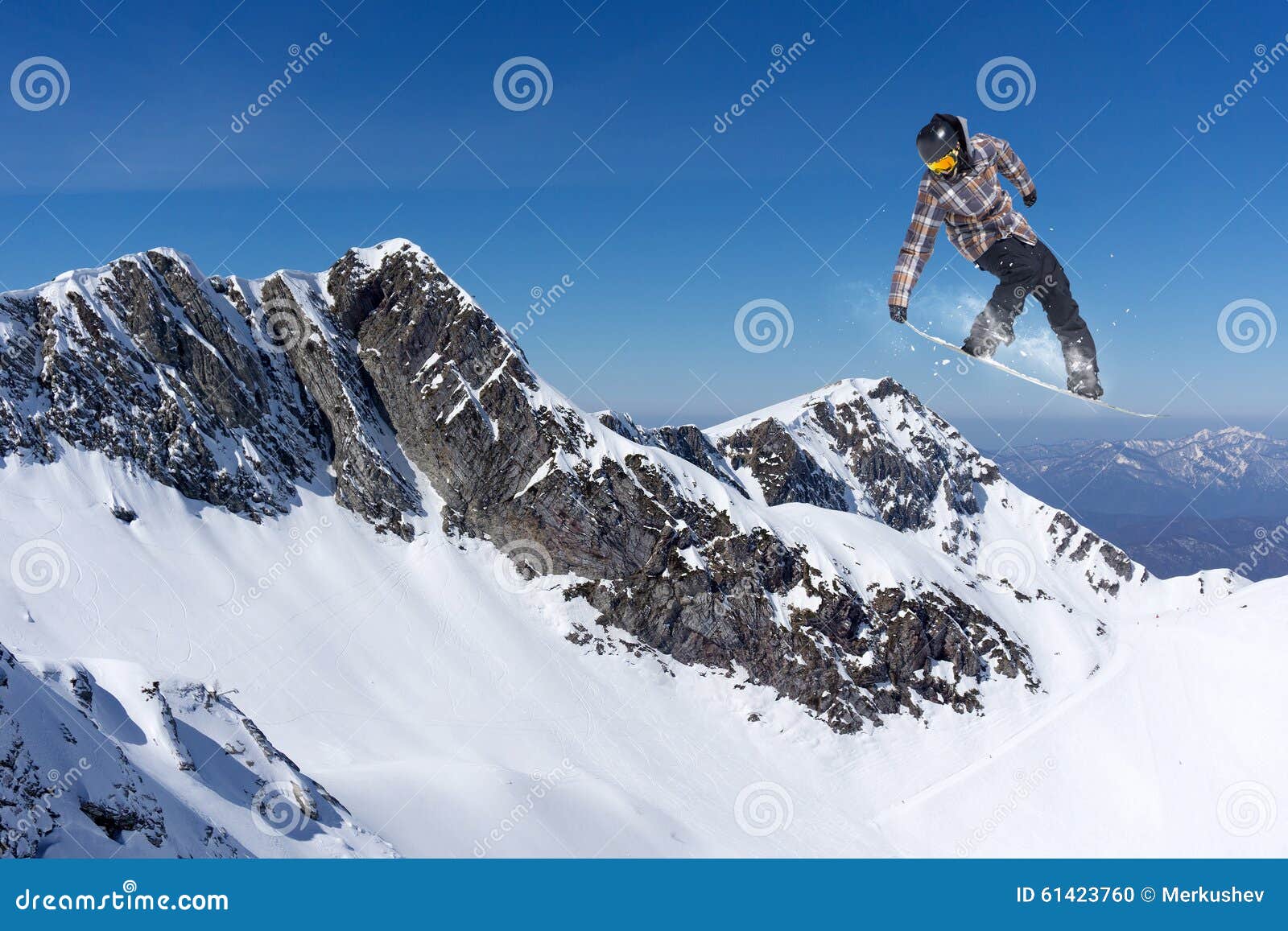 Flying Snowboarder on Mountains Stock Photo - Image of lifestyles, jump ...