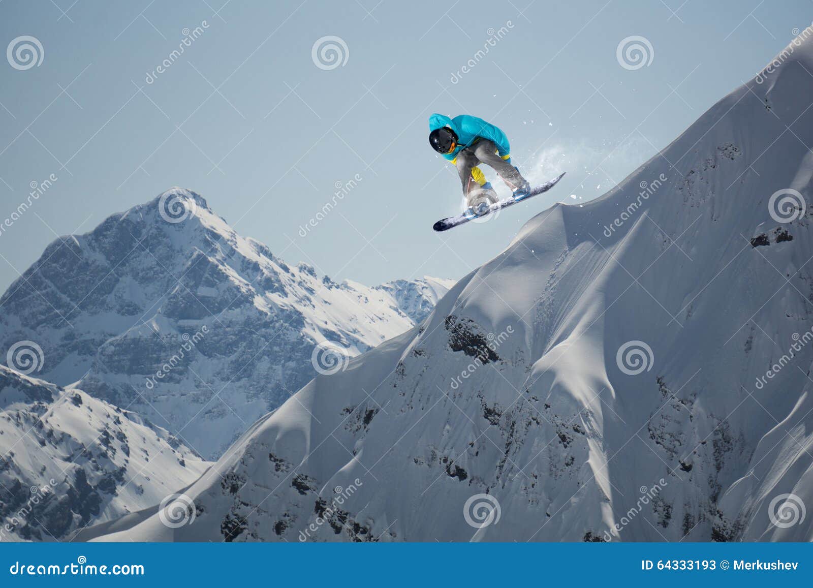 Flying Snowboarder on Mountains Stock Image - Image of enjoyment, park ...