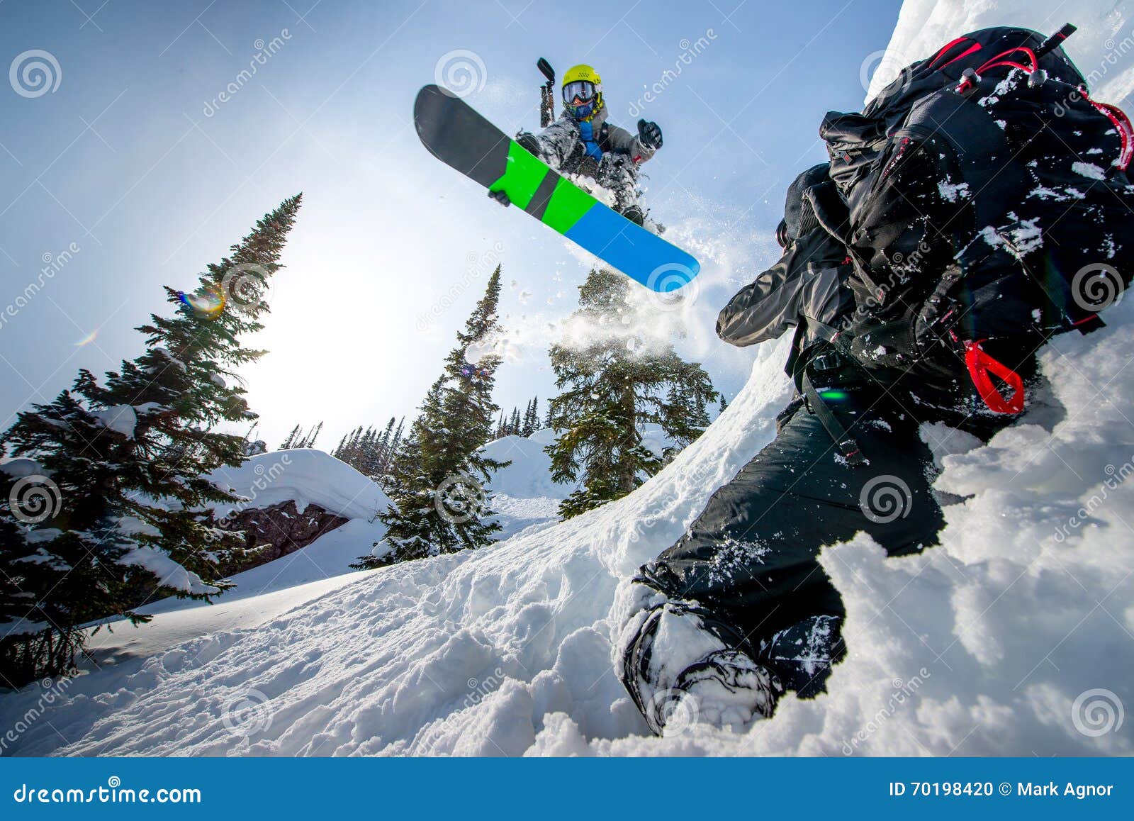 Flying Snowboarder in the Mountains Stock Photo - Image of flight, cold ...