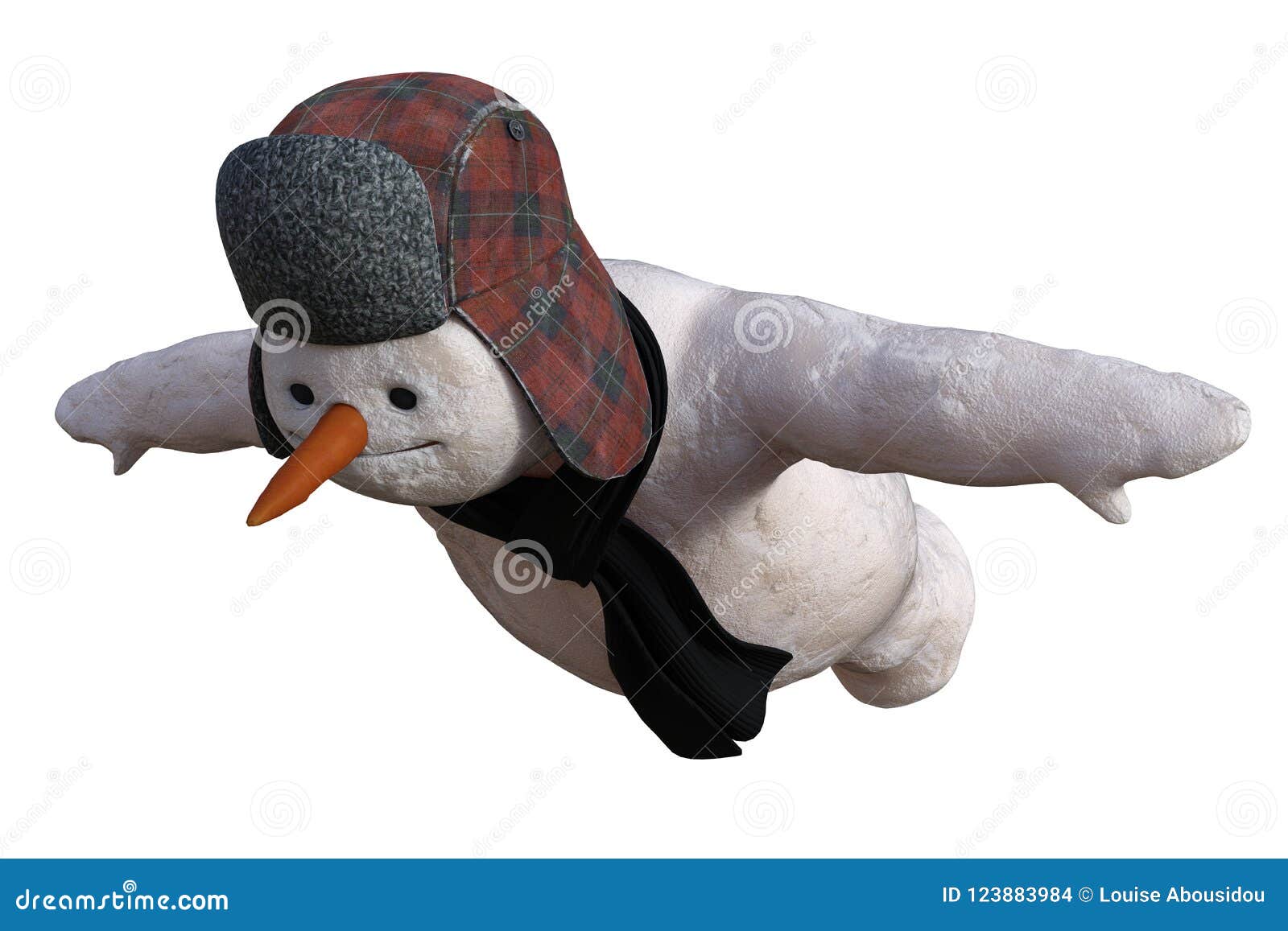 Flying Snowman stock photo. Illustration of christmas - 123883984