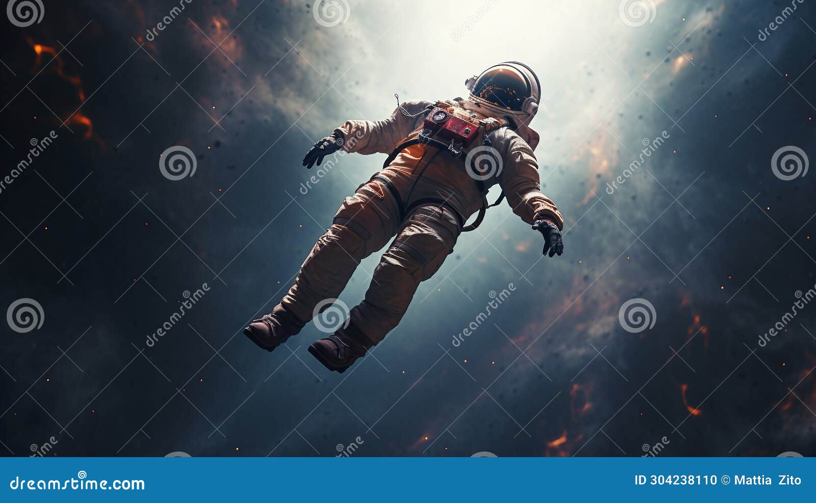 Flying in the Space with Celestial Light Stock Photo - Image of world ...