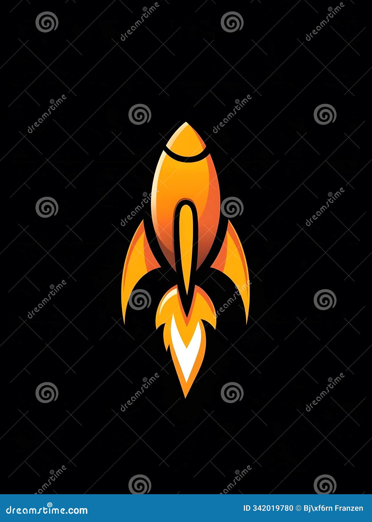 Yellow Flying Space Rocket Launch Flight Innovation Icon Symbol Stock ...