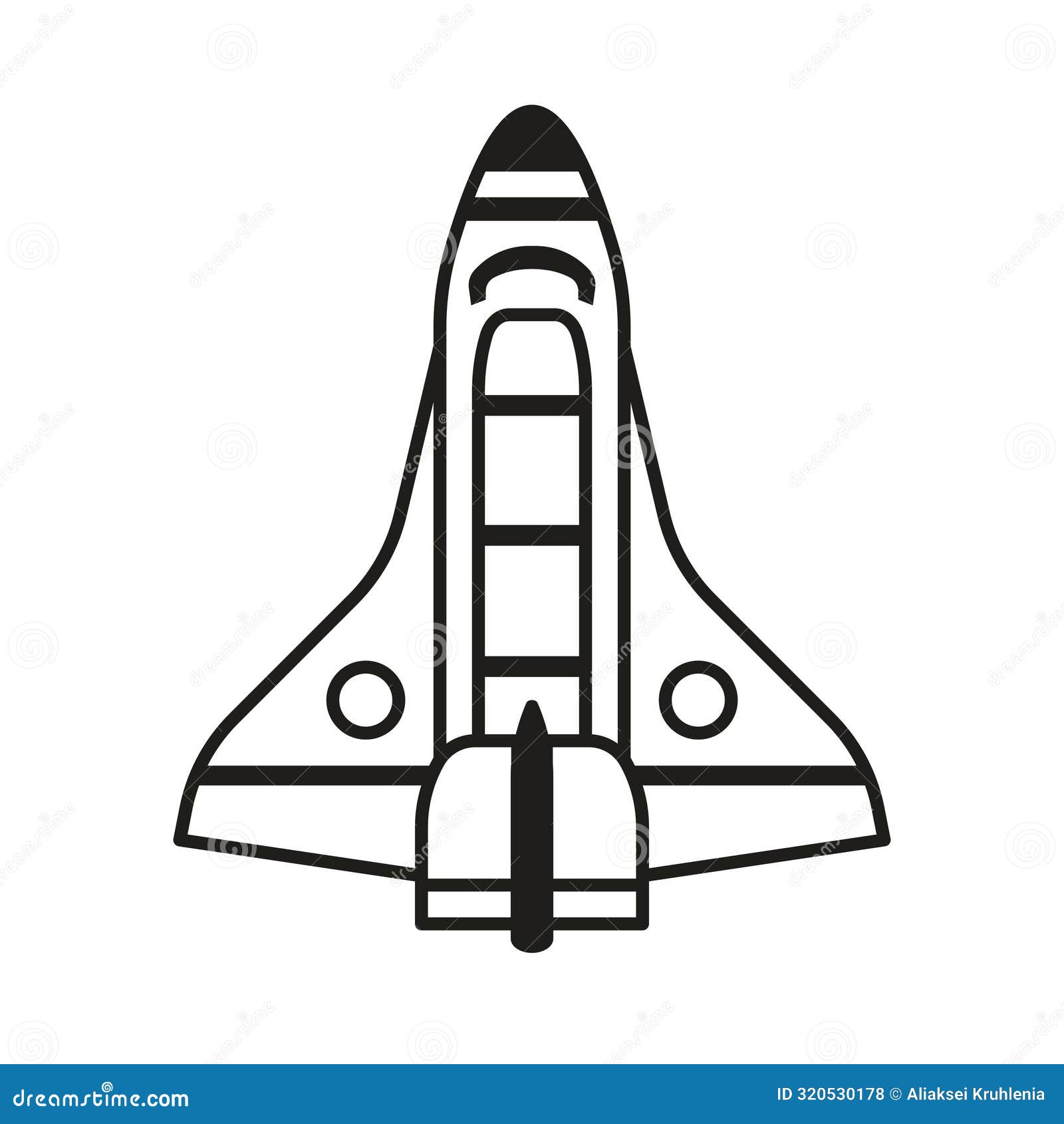 Flying Space Shuttle Icon in Line Art Design Stock Vector ...