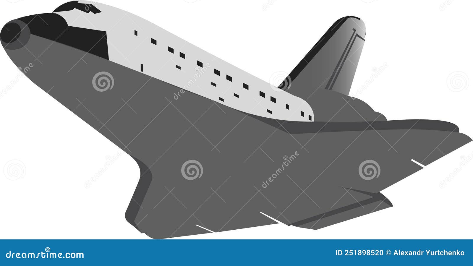 Flying Space Shuttle Side View Isolated Stock Vector - Illustration of ...