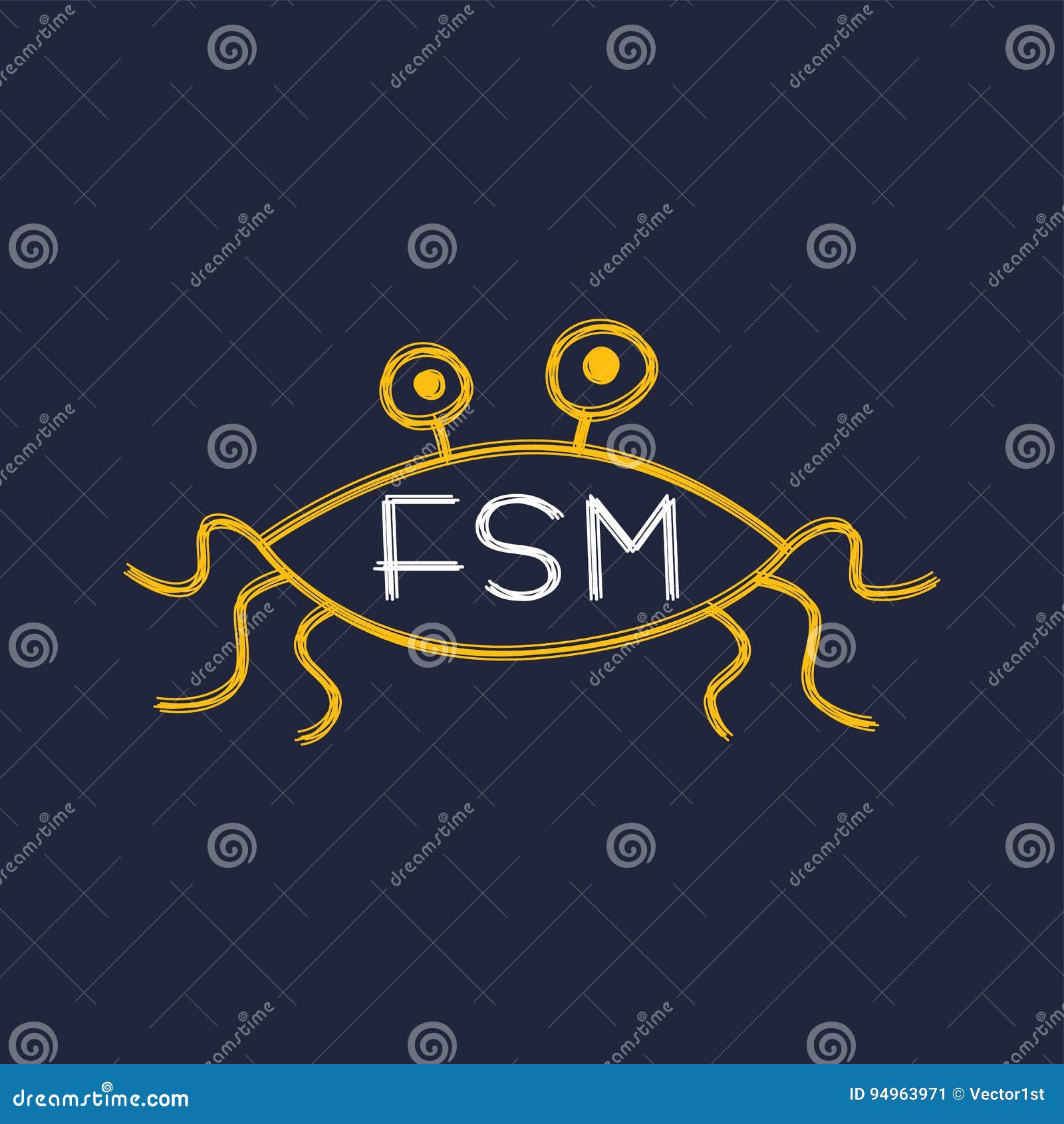 Flying Spaghetti Monster Color Sketch Engraving Cartoon Vector ...