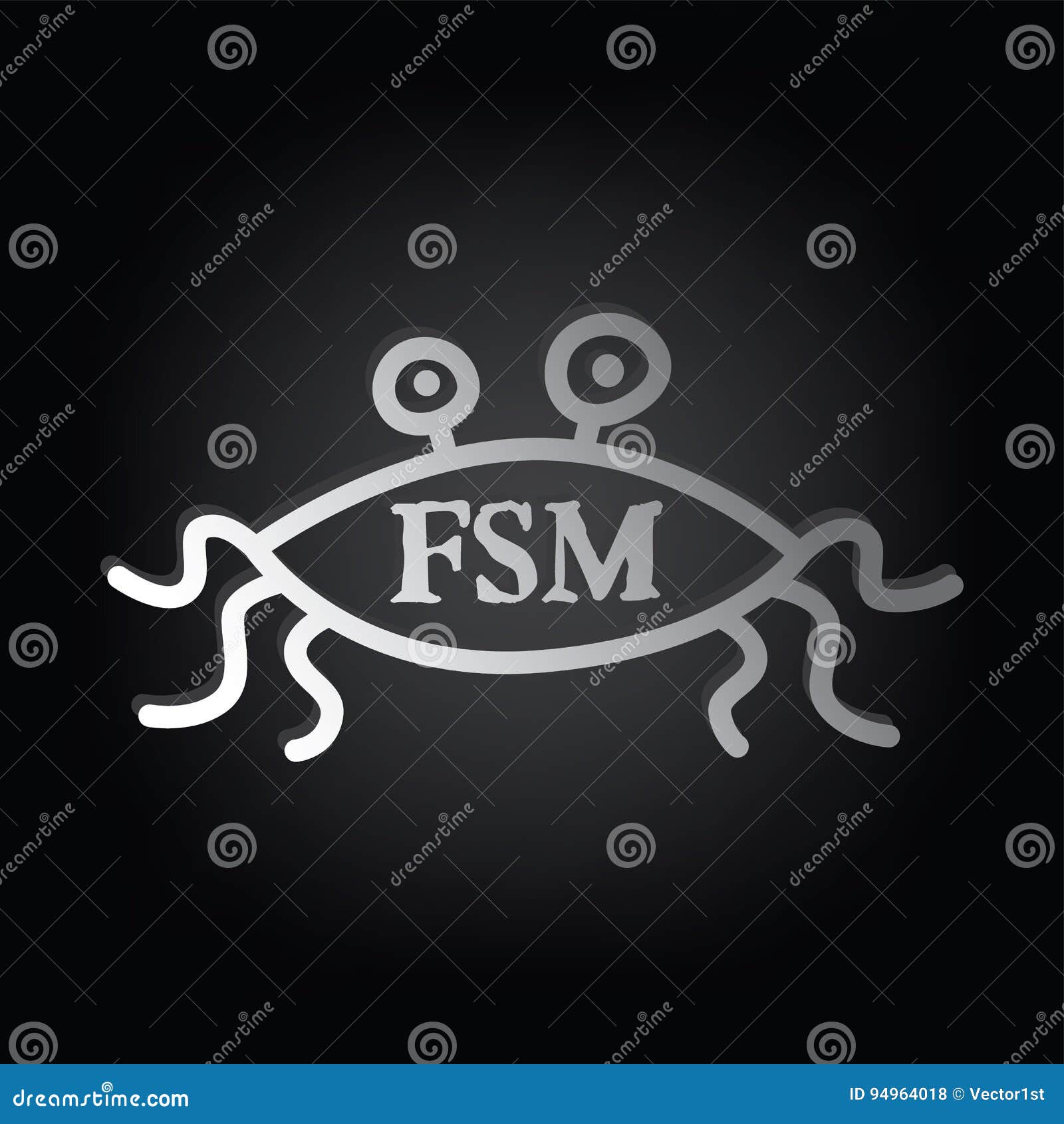 Flying Spaghetti Monster Color Sketch Engraving Cartoon Vector ...