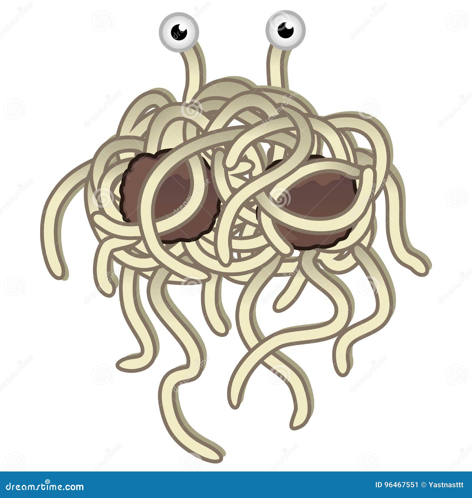 Flying Spaghetti Monster Color Sketch Engraving Cartoon Vector ...