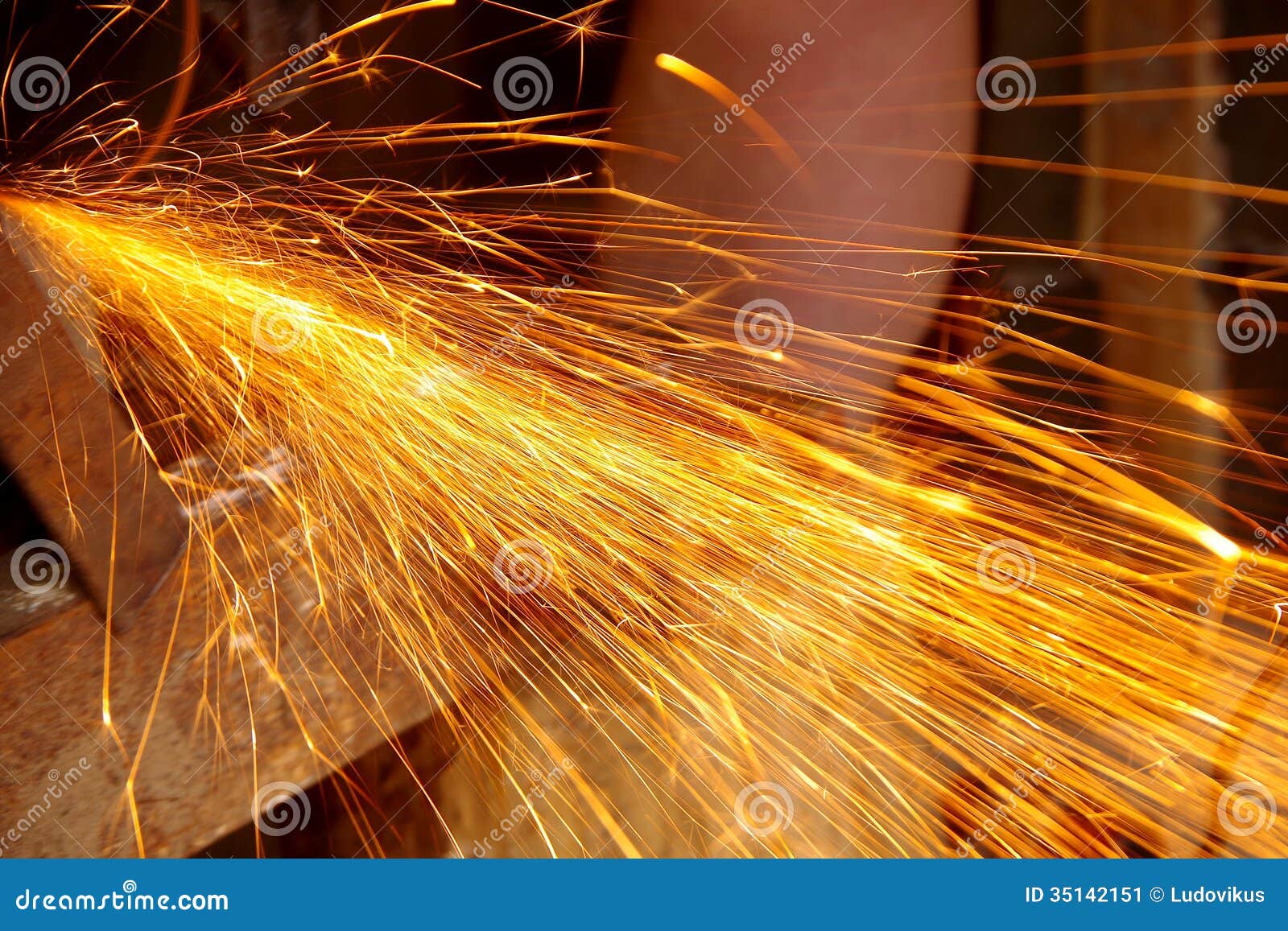 Flying sparks stock image. Image of worker, protection - 35142151