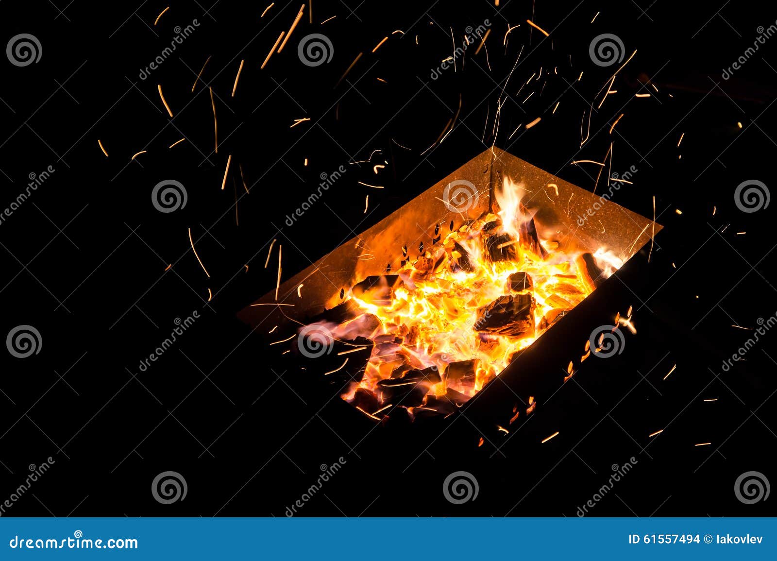 Flying sparks. stock photo. Image of black, light, nature - 61557494