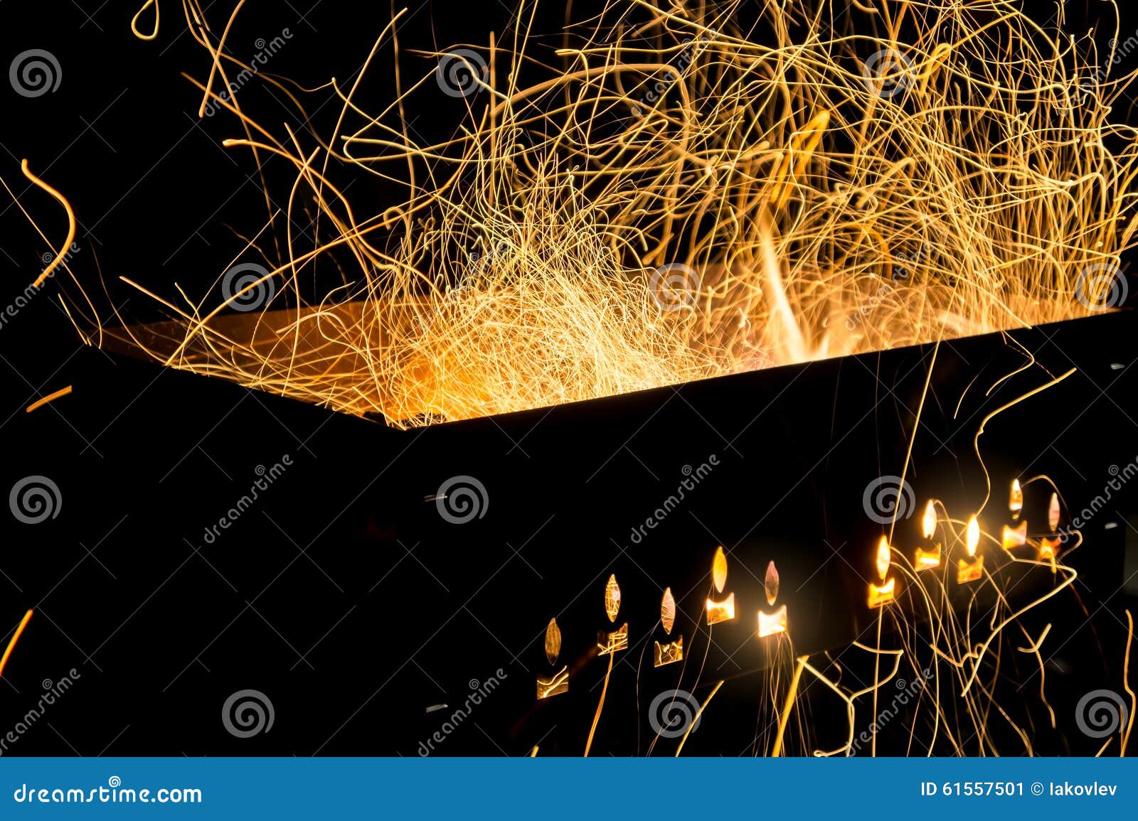 Flying sparks. stock image. Image of heat, tree, danger - 61557501