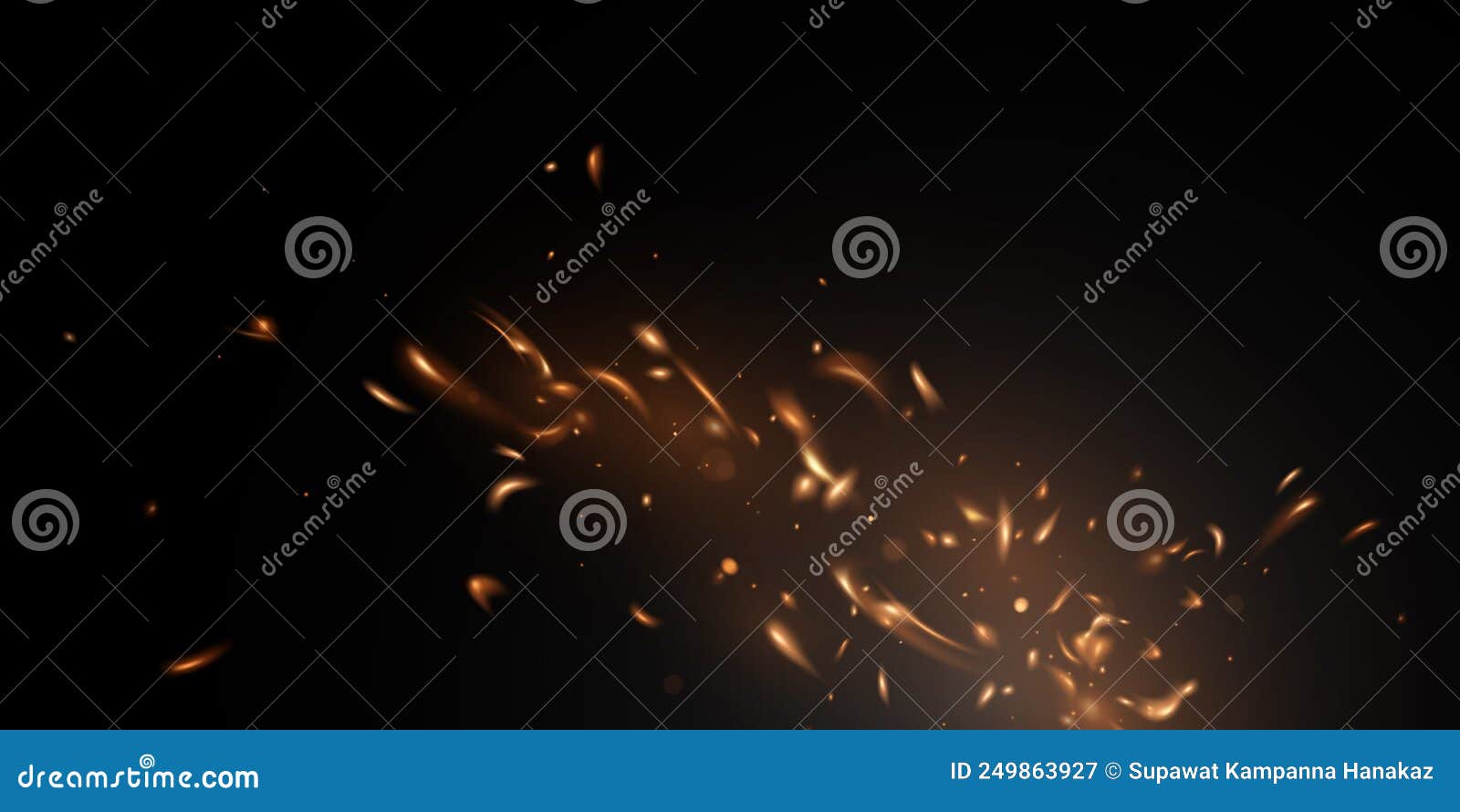 Flying Sparks Design Vector Illustration on Black Background Stock ...