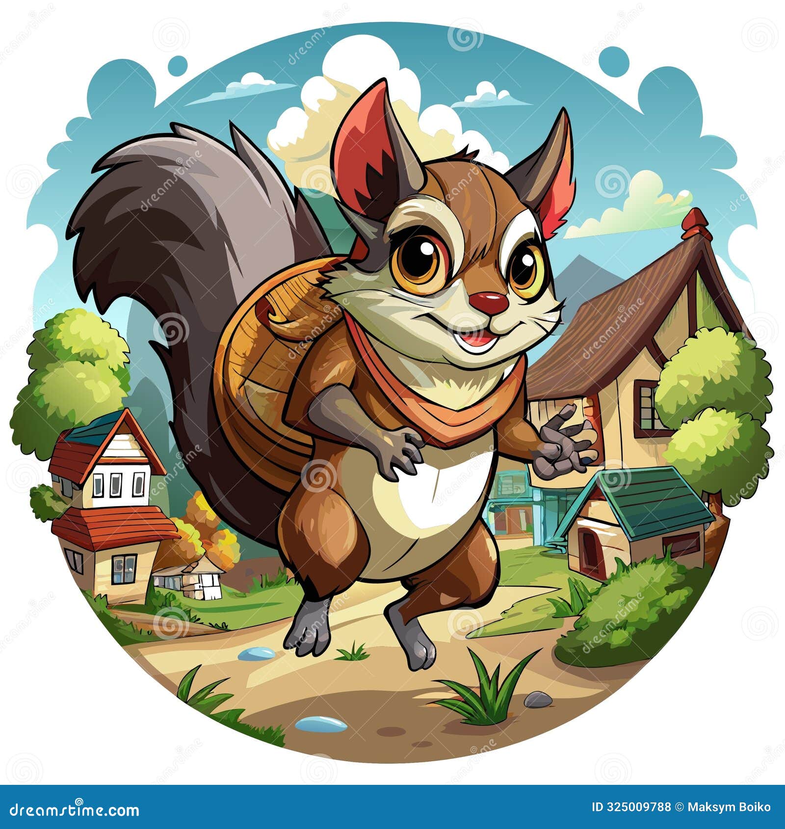 Flying Squirrel Left Walks House Vector Stock Illustration ...