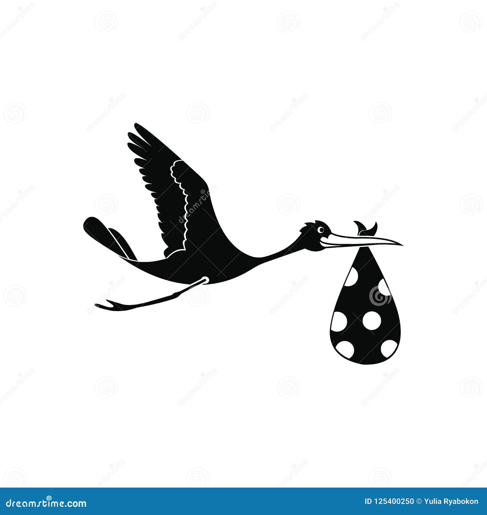 Flying Stork with a Bundle Icon Stock Illustration - Illustration of ...