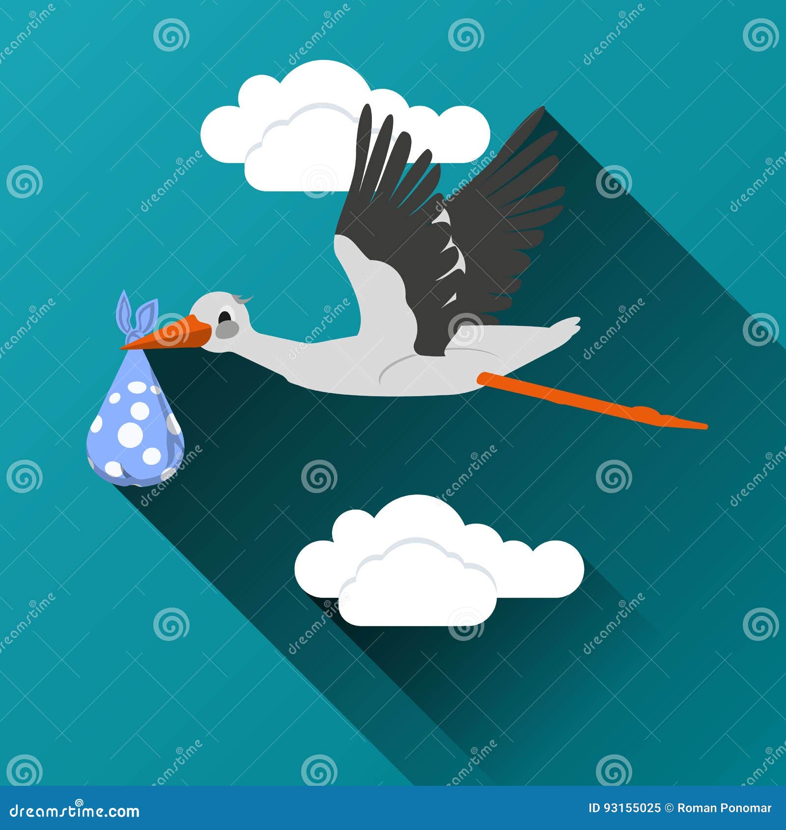 Flying Stork with a Bundle Icon Stock Vector - Illustration of ...