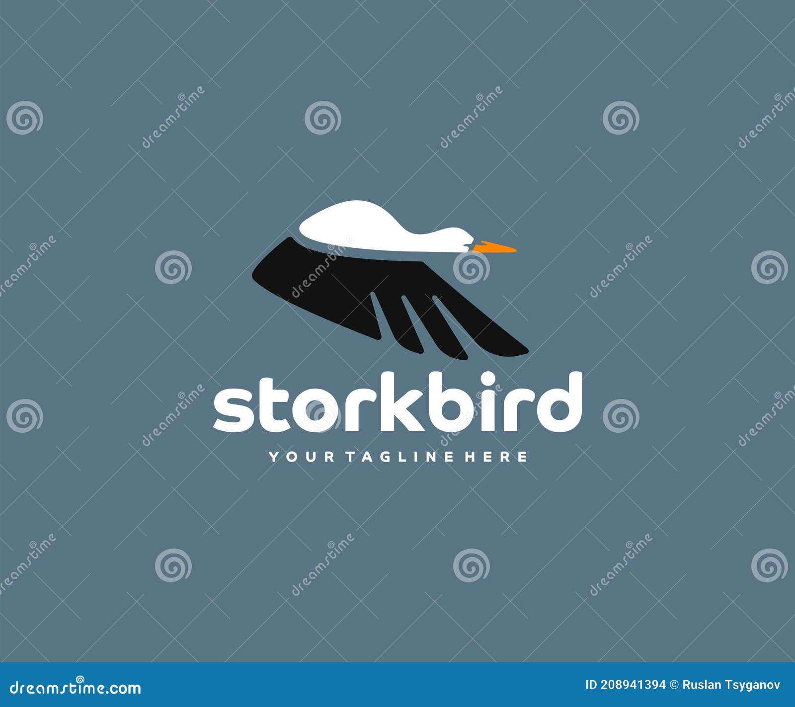 Flying Stork Logo Design. Flying Bird Vector Design Stock Vector ...