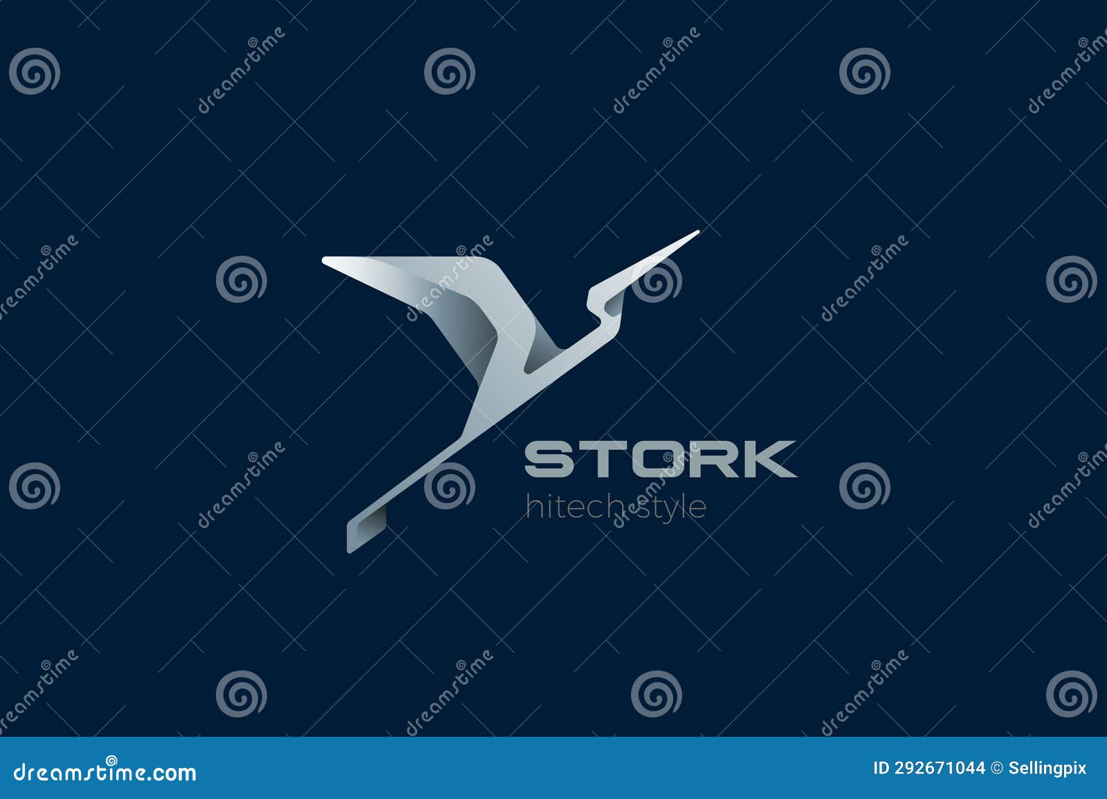 Flying Stork Logo Hitech Technology Geometric Design Style Vector Template Stock Vector ...