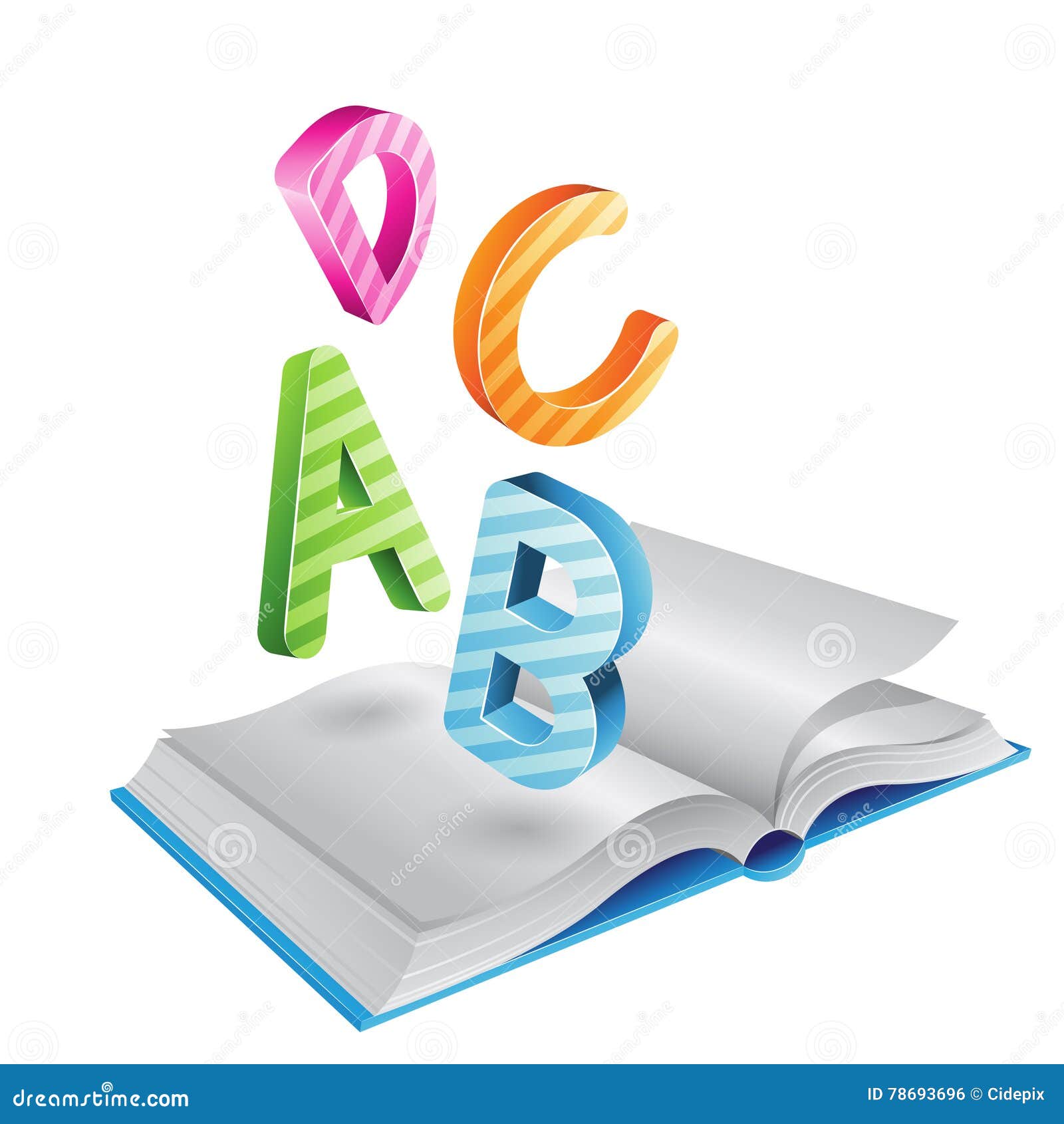 Flying Striped Letters and Open Book Stock Vector - Illustration of ...