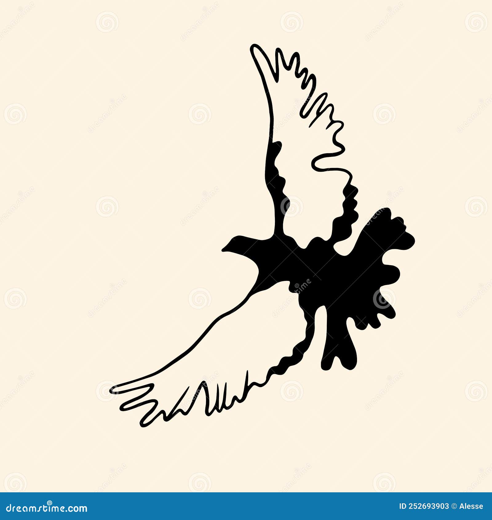 Flying bird doodle stock vector. Illustration of freedom - 252693903
