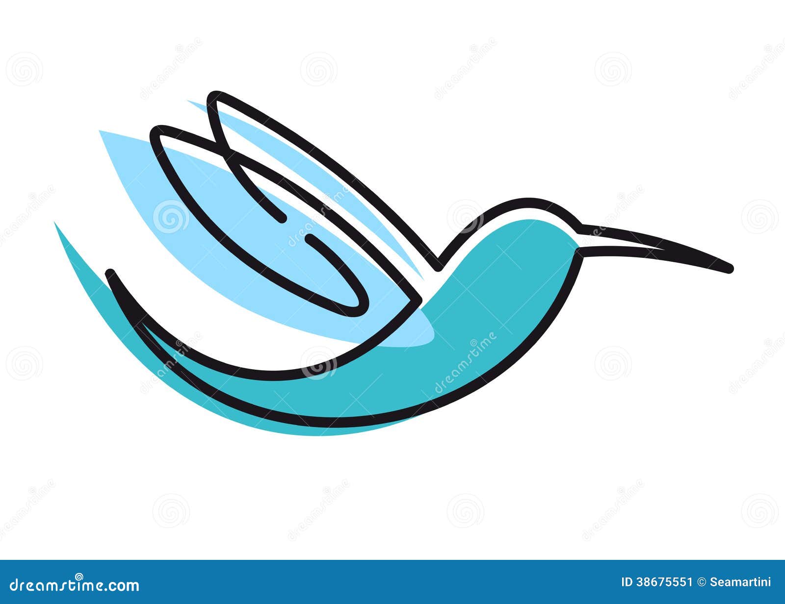 Flying Stylized Humming Bird Stock Illustration - Illustration of ...